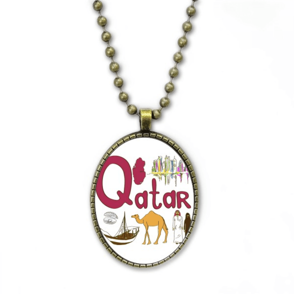 qatar national symbol landmark pattern necklace vintage chain bead ...