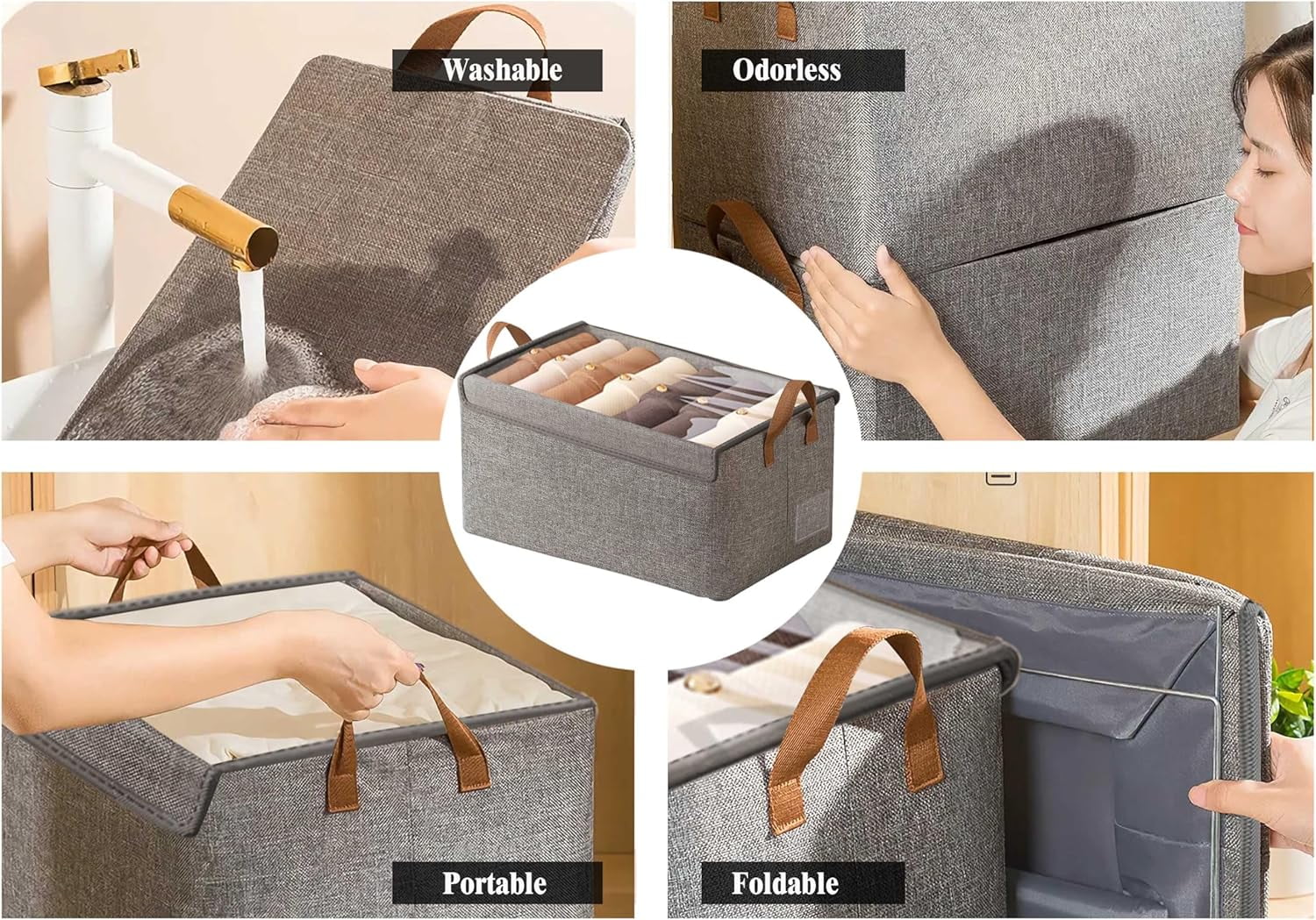 qewtrs AARAINBOW Closet Clothes Organizer Bins 6 Pc Fabric Box Storage ...
