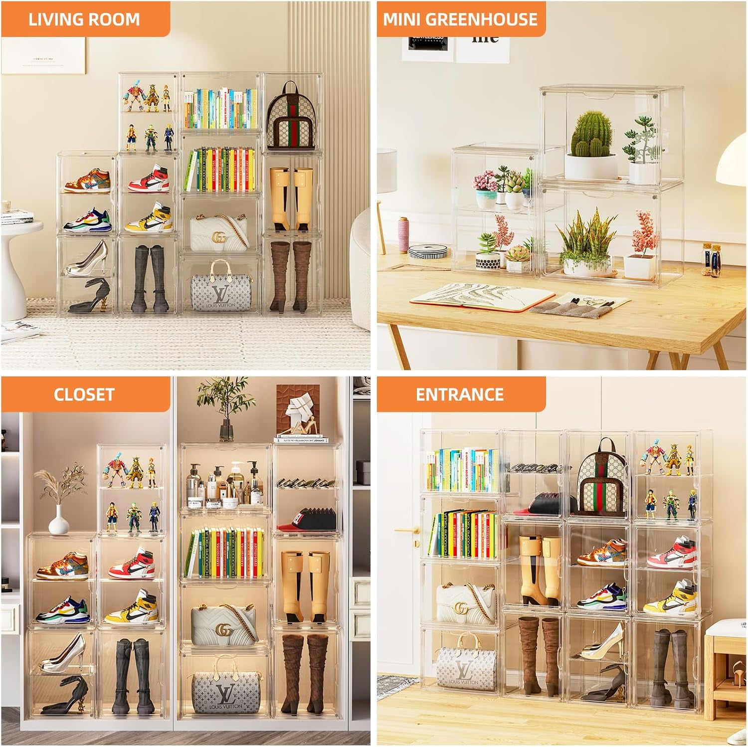 qewtrs Boot Storage Organizer Tall Boots Boxes for Closet Clear Plastic ...