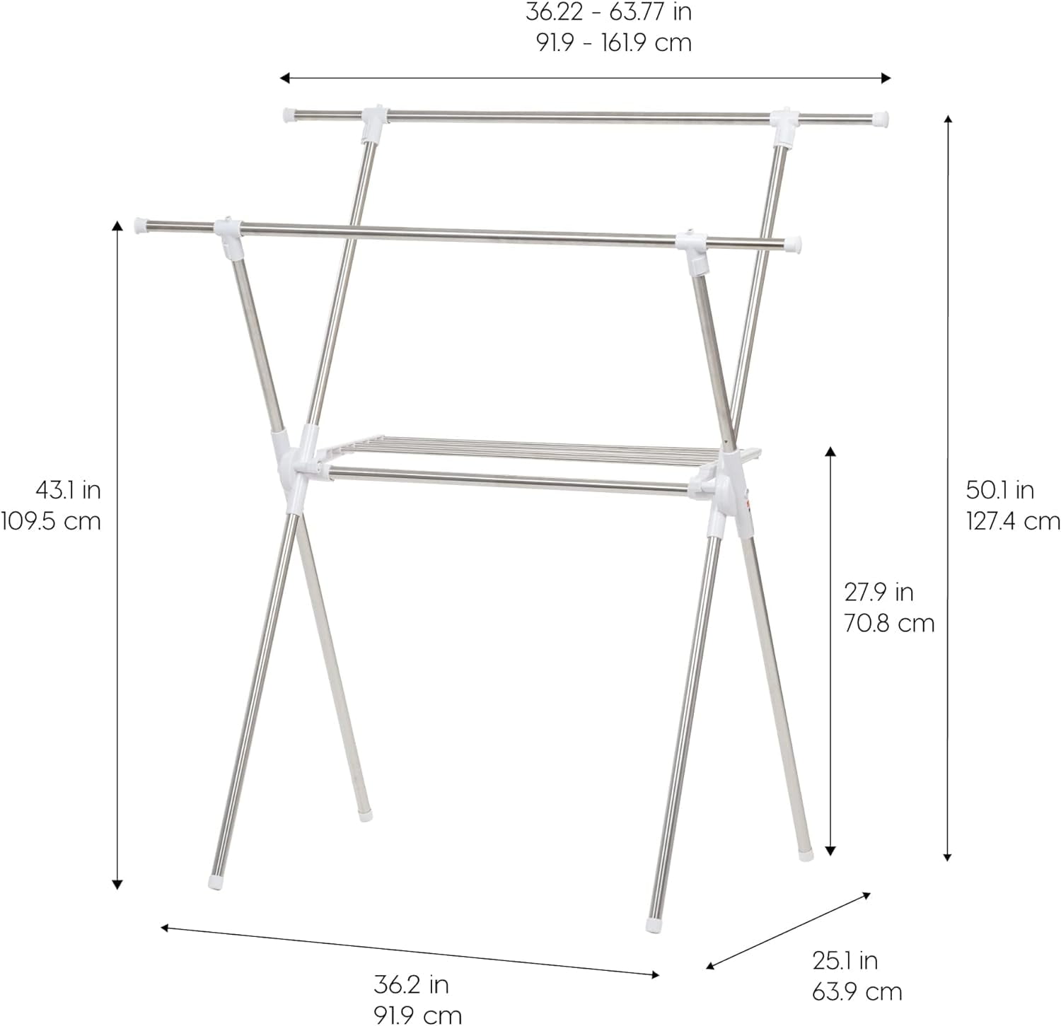qewtrs Portable Single-Rod Adjustable Clothes Rack with Extendable Bar ...