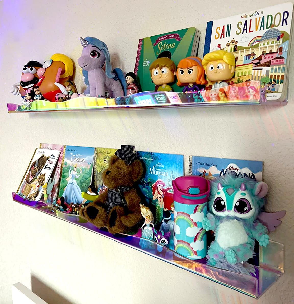 qewtrs YMVV 15.7 in Large Reflective Acrylic Mounted Floating Shelf ...
