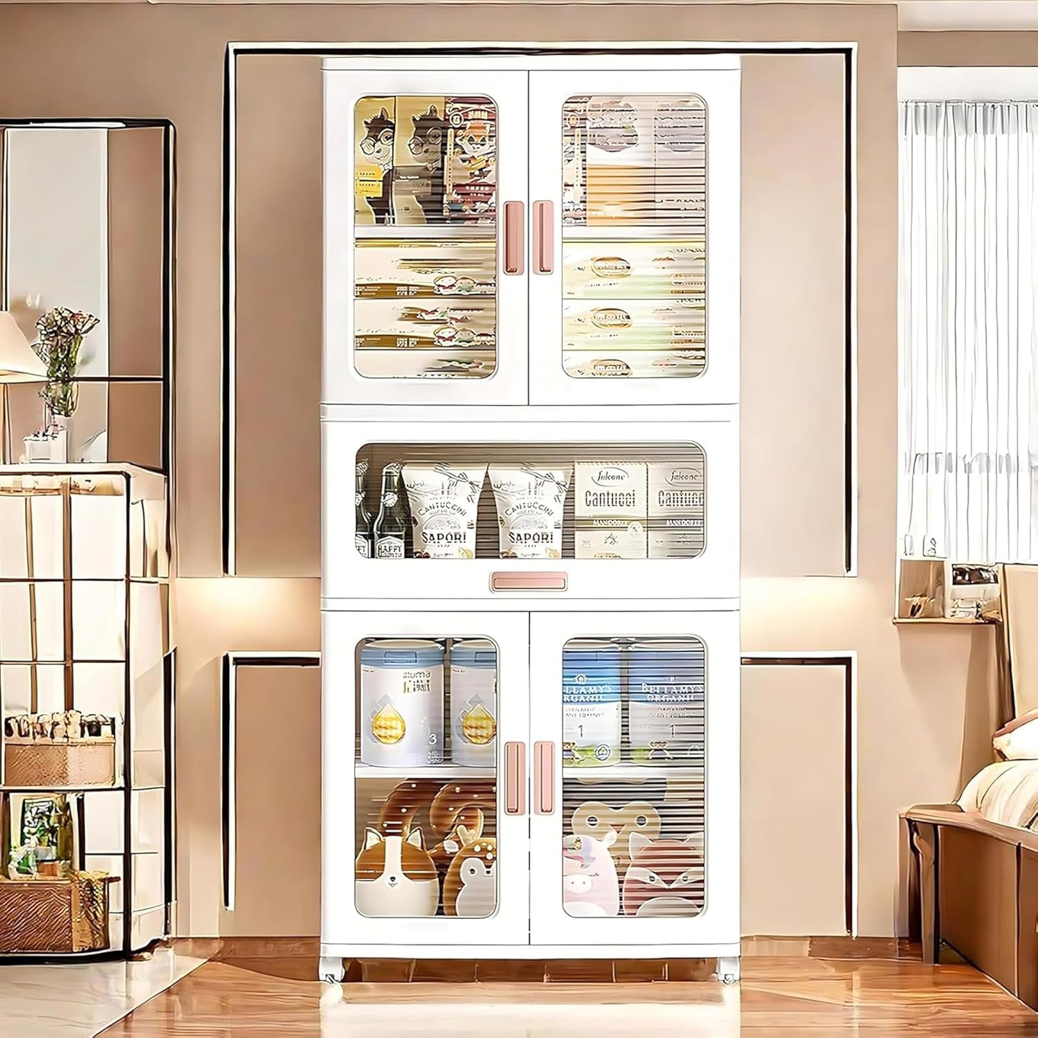 qfyfedhgh Kitchen Pantry Storage Cabinet with Doors Storage Bins with ...