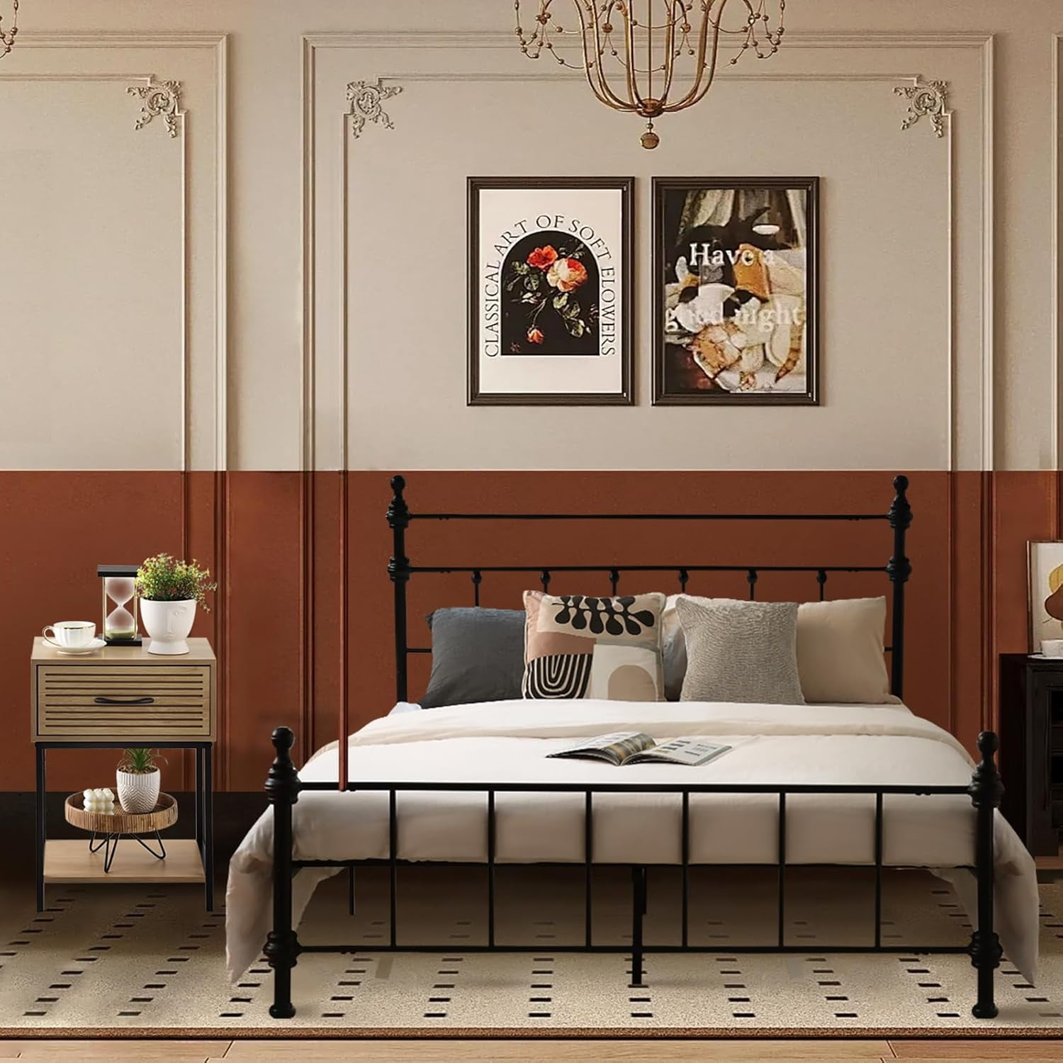 qfyfedhgh Metal Platform Bed Frame with Arched Headboard Sturdy Heavy ...