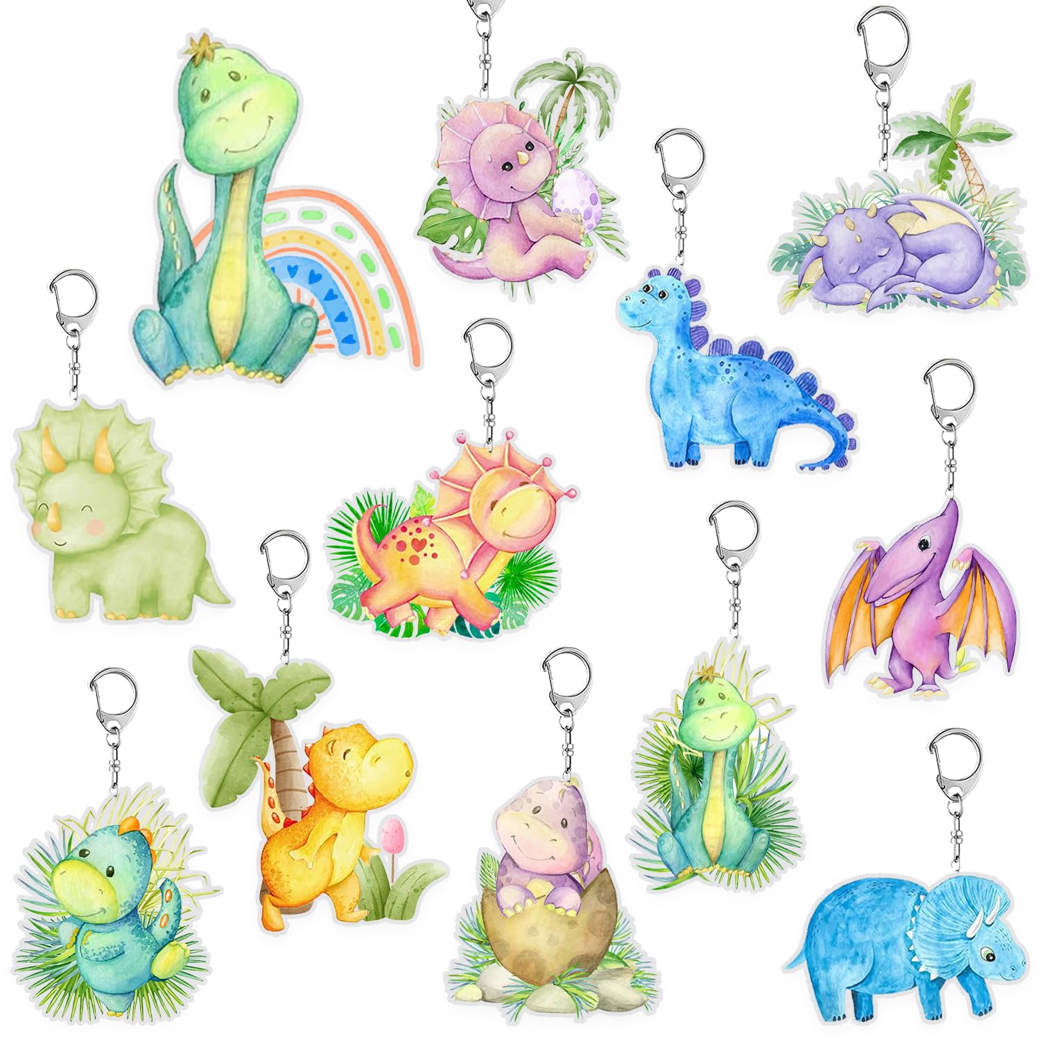 qhqqwzxqc Dinosaur Party Favors KEF16 12PCS Watercolor Dino Dinosaur ...