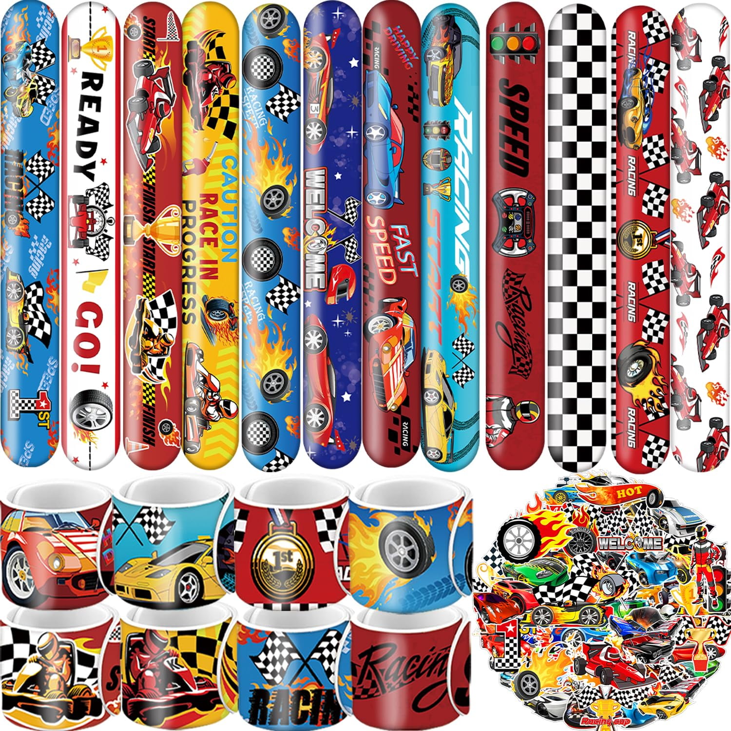 qhqqwzxqc Hot Race Car IFF17 Party Favors, 24 Race Car Slap Bracelets ...