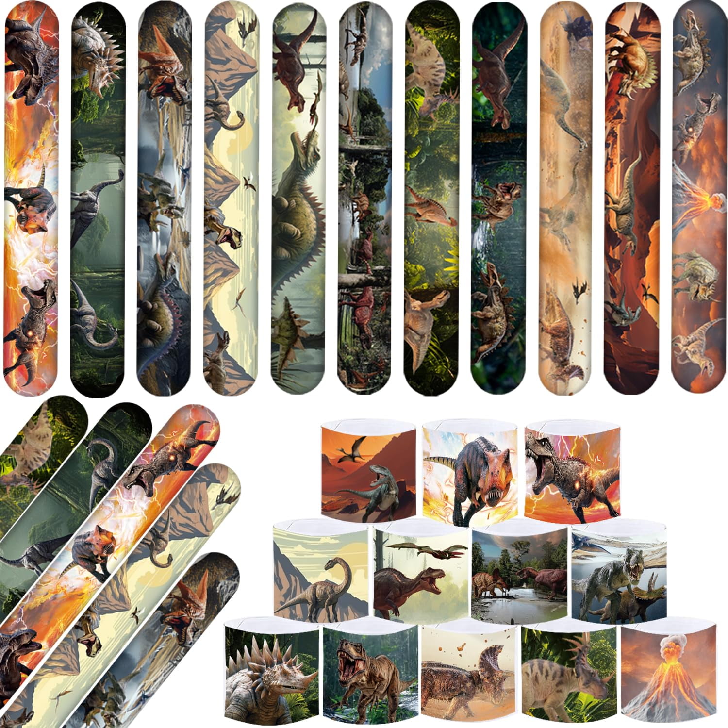 qhqqwzxqc Realistic Dinosaur Party Favors, include 48 Pcs Dinosaur Slap ...