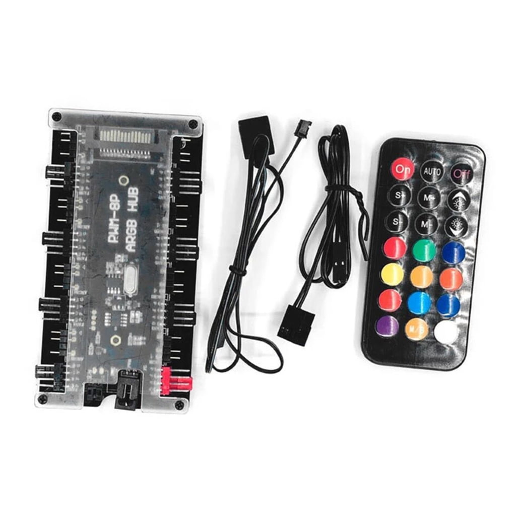 qianjie ARGB PWM Fan Hub With Wireless Remote, 8 PWM Fan and 8 ARGB ...