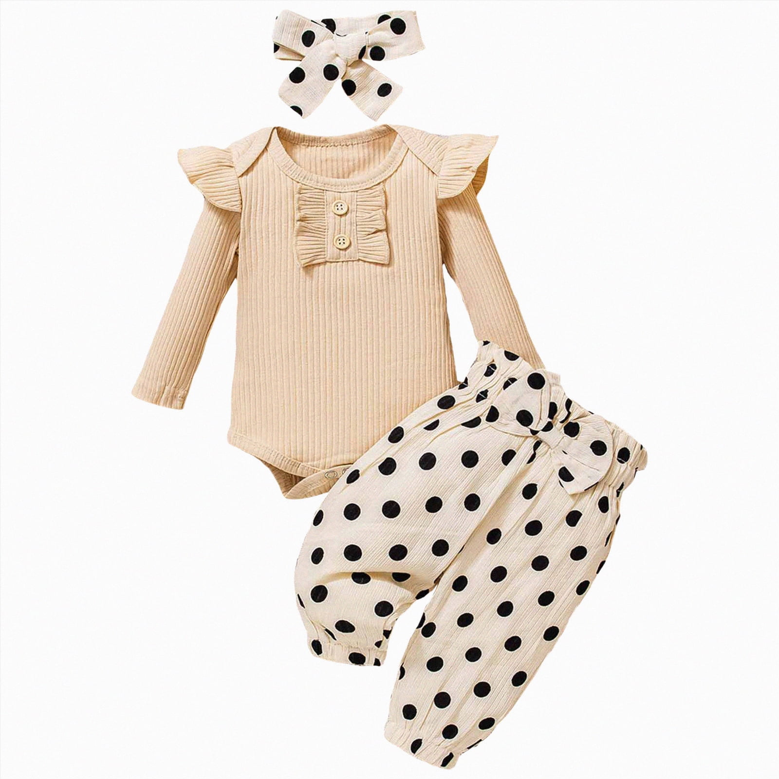 qiiinnHk Baby Girl Clothes Outfits Cute Rib Knit Romper Print Pant Fall ...