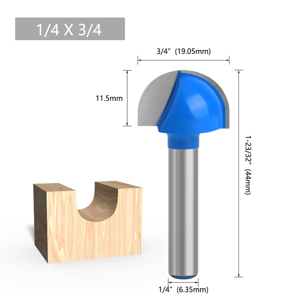 qiya 1/4 Shank Ball Nose Router Bits End Mill Round Cove Box Solid CNC ...