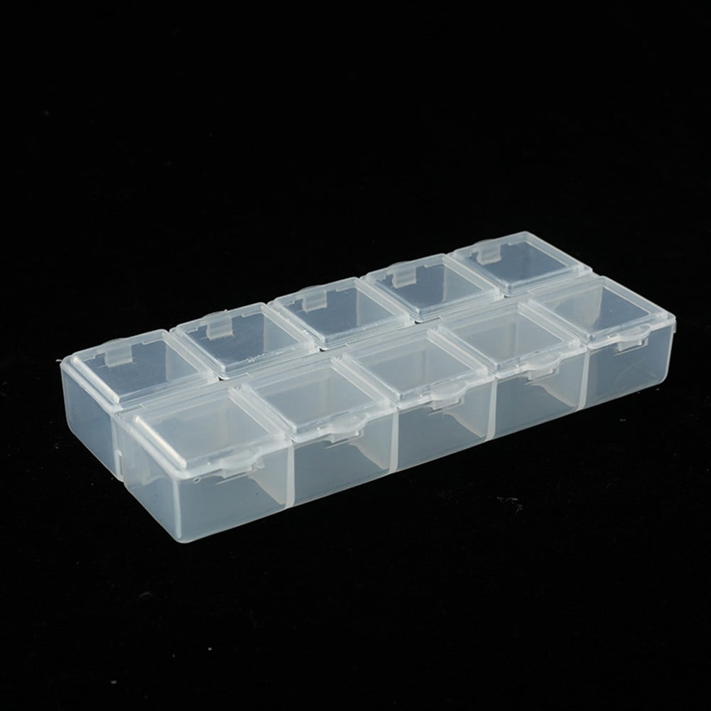 qiya 10 Grids Compartment Plastic Storage Box Screw Holder Case ...
