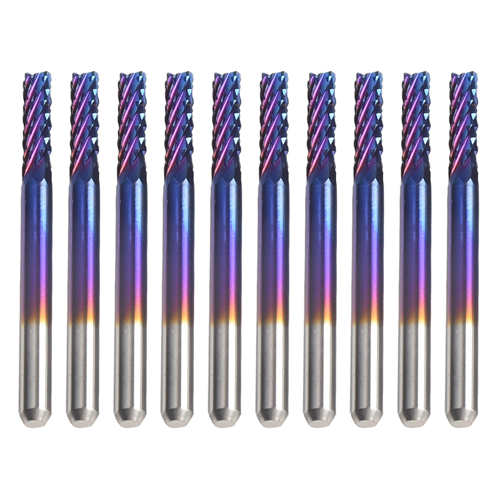 qiya 10pcs 2/3mm Carbide Router Cutting Bit Blue Tapered Corn End Mill ...