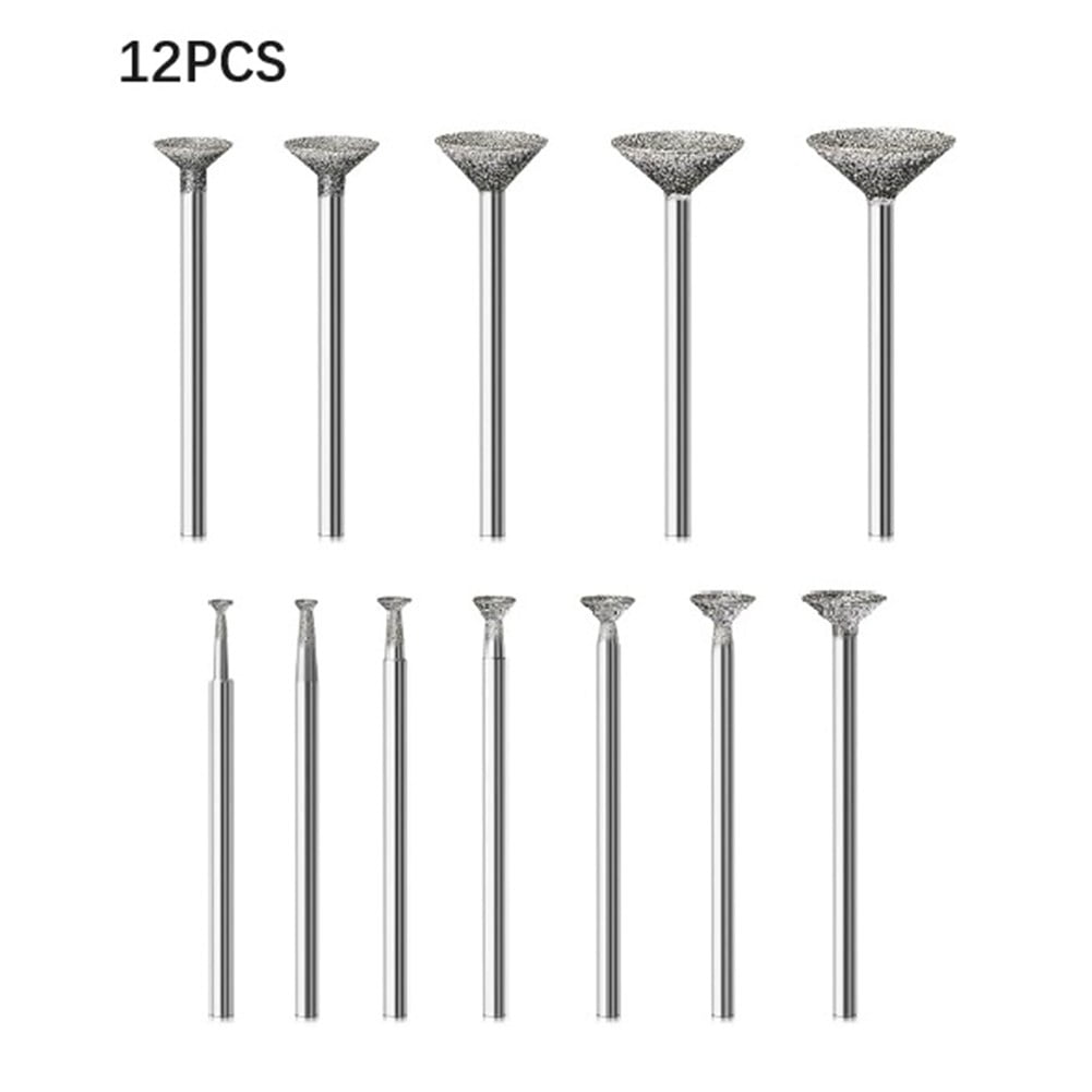 qiya 12PC Stone Carving Set Emery Burr Bits Polishing Kits Rotary Tools ...