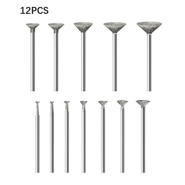 qiya 12PC Stone Carving Set Emery Burr Bits Polishing Kits Rotary Tools ...
