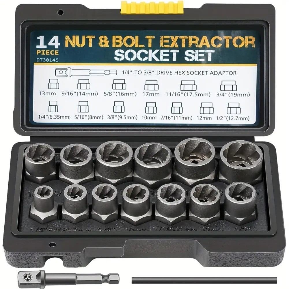 qiya 15pc Bolt Extractor Set Damaged Bolt Nut Remover Socket with 3 ...