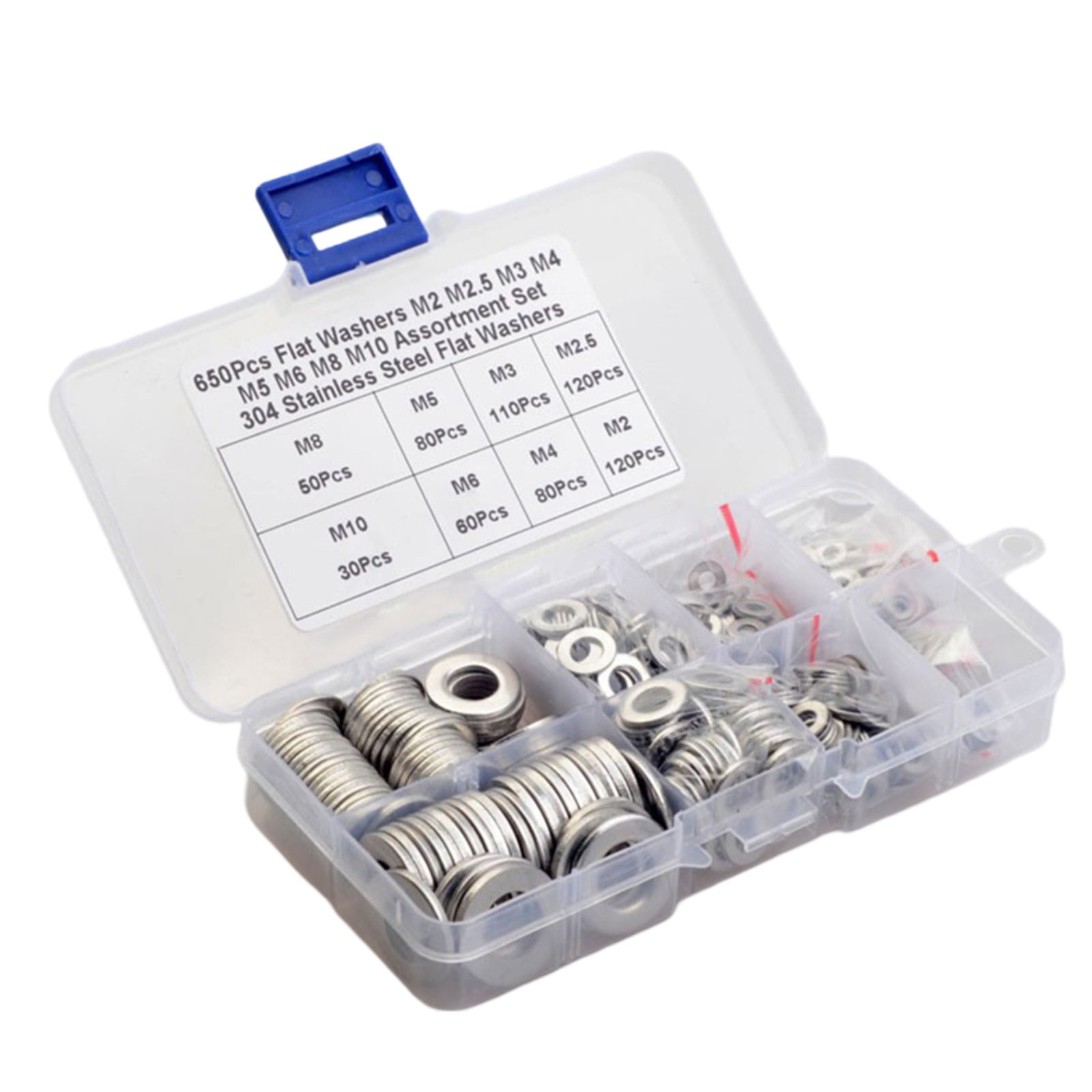 qiya 304 Stainless Steel Flat Washer Assortment Set Metal Lock Washer ...