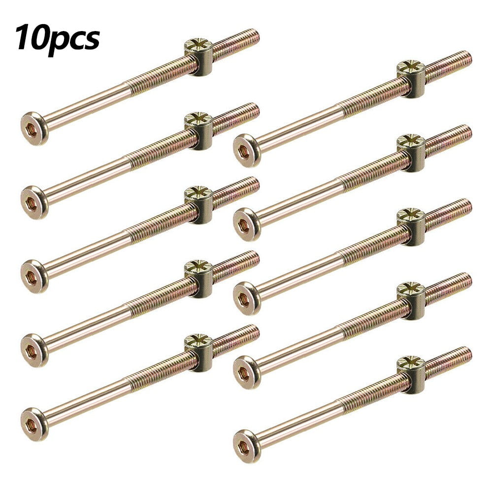 qiya Dowel Bolts Nuts 4mm Bed Bronze Tone Bunk Carbon Steel Hex Head W ...
