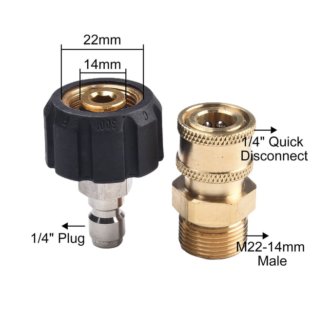 qiya Set Pressure Washer Adapter To 1/4“ 3/8“ Swivel 14mm 15mm ...