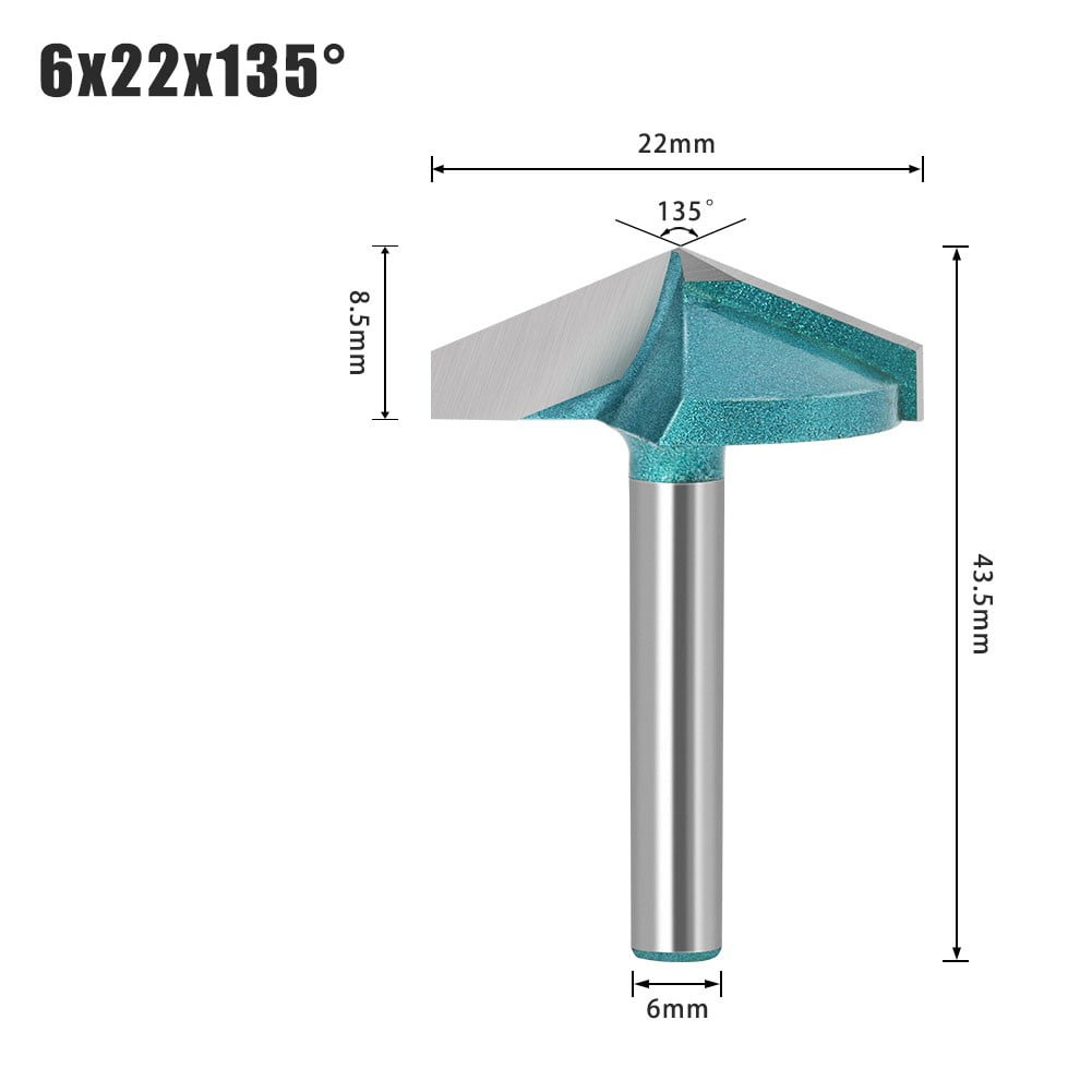 qiya Woodworking Router Bit 6mm V Shape Tungsten Steel Milling Cutter ...