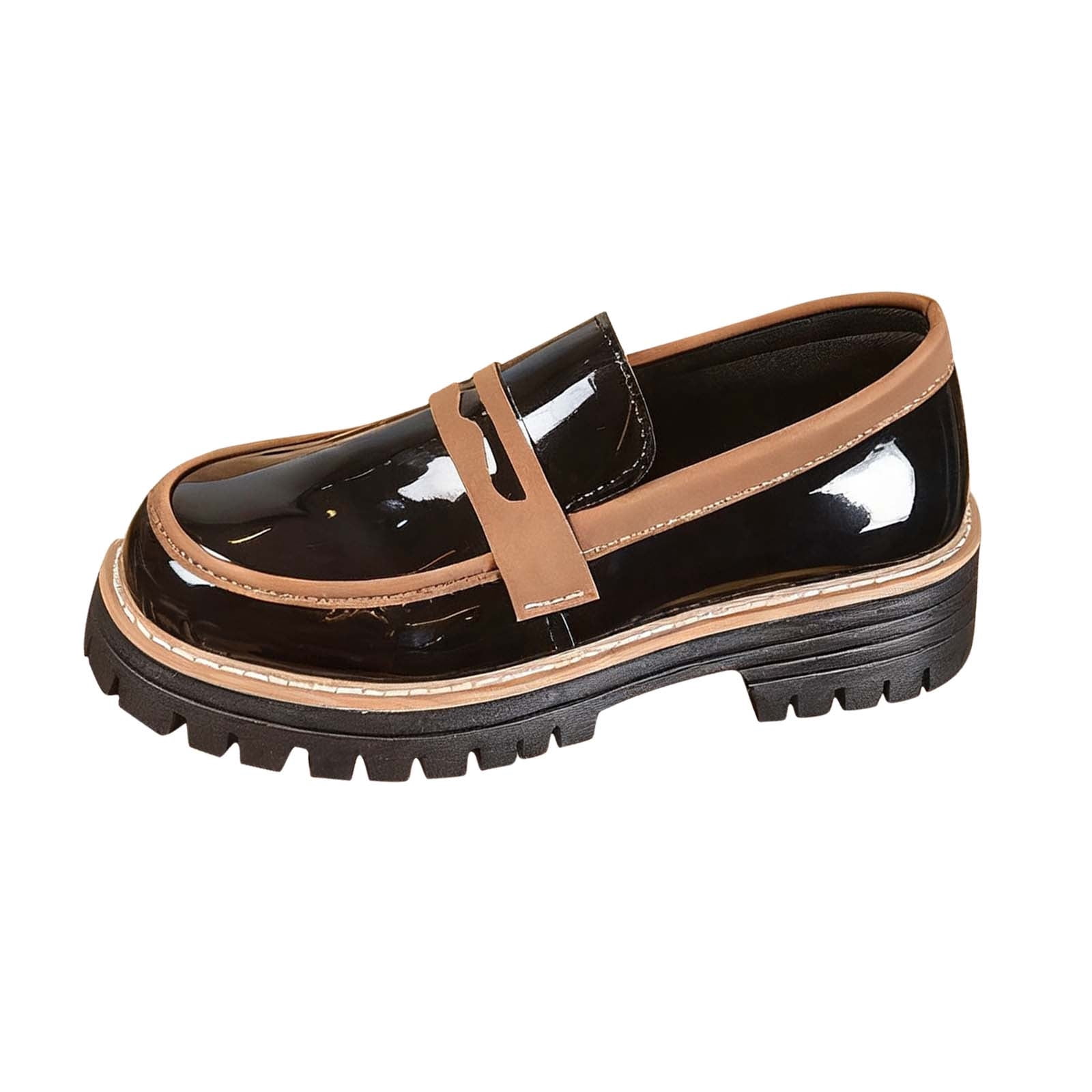 qkdmdw Black Women'S Comfort Loafers Casual Slip-On Shoes Round Toe Low ...