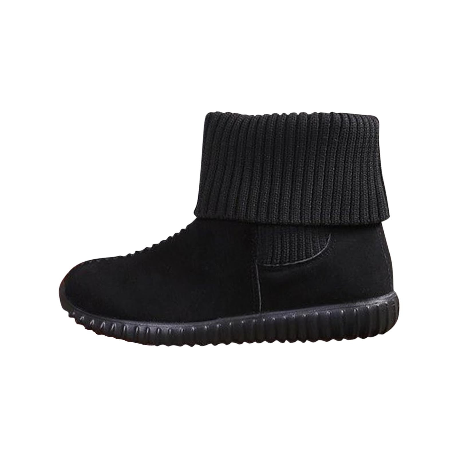 qkdmdw Black Women'S Warm Short Ankle Boots With Flat Sole And Round ...