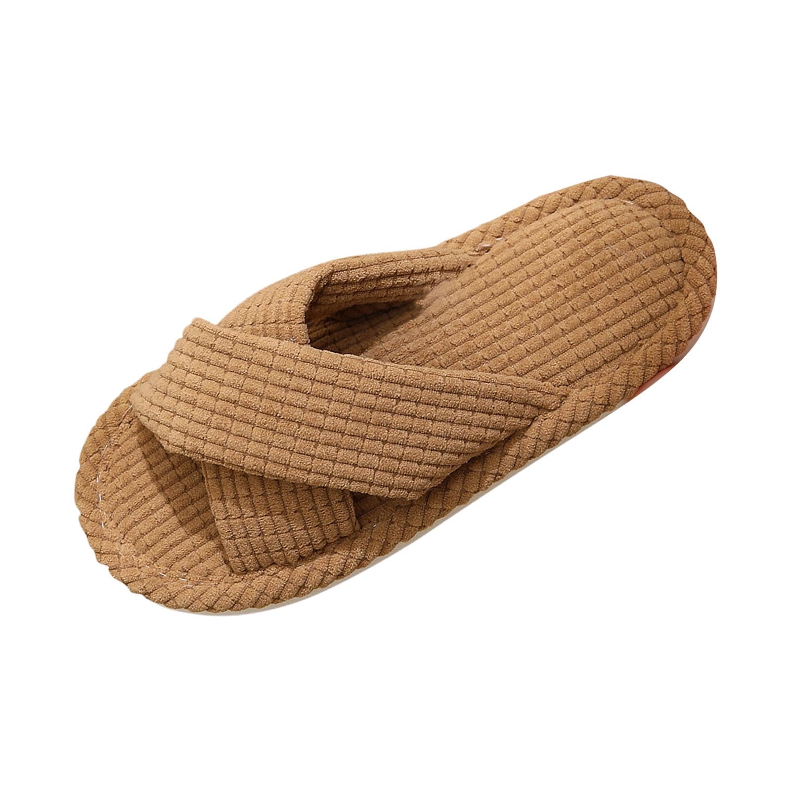 qkdmdw Khaki One-Foot Warm Slippers Women'S Casual Home Indoor Outdoor ...
