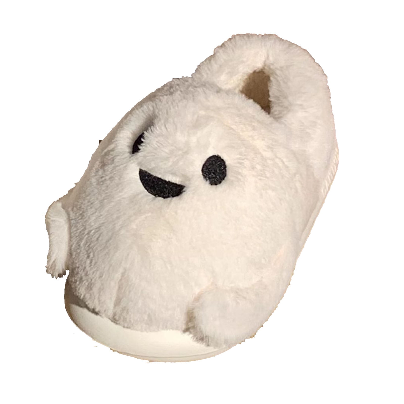 qkdmdw White Plush Full-Covered Slippers Fuzzy Soft Warm Unisex Indoor ...