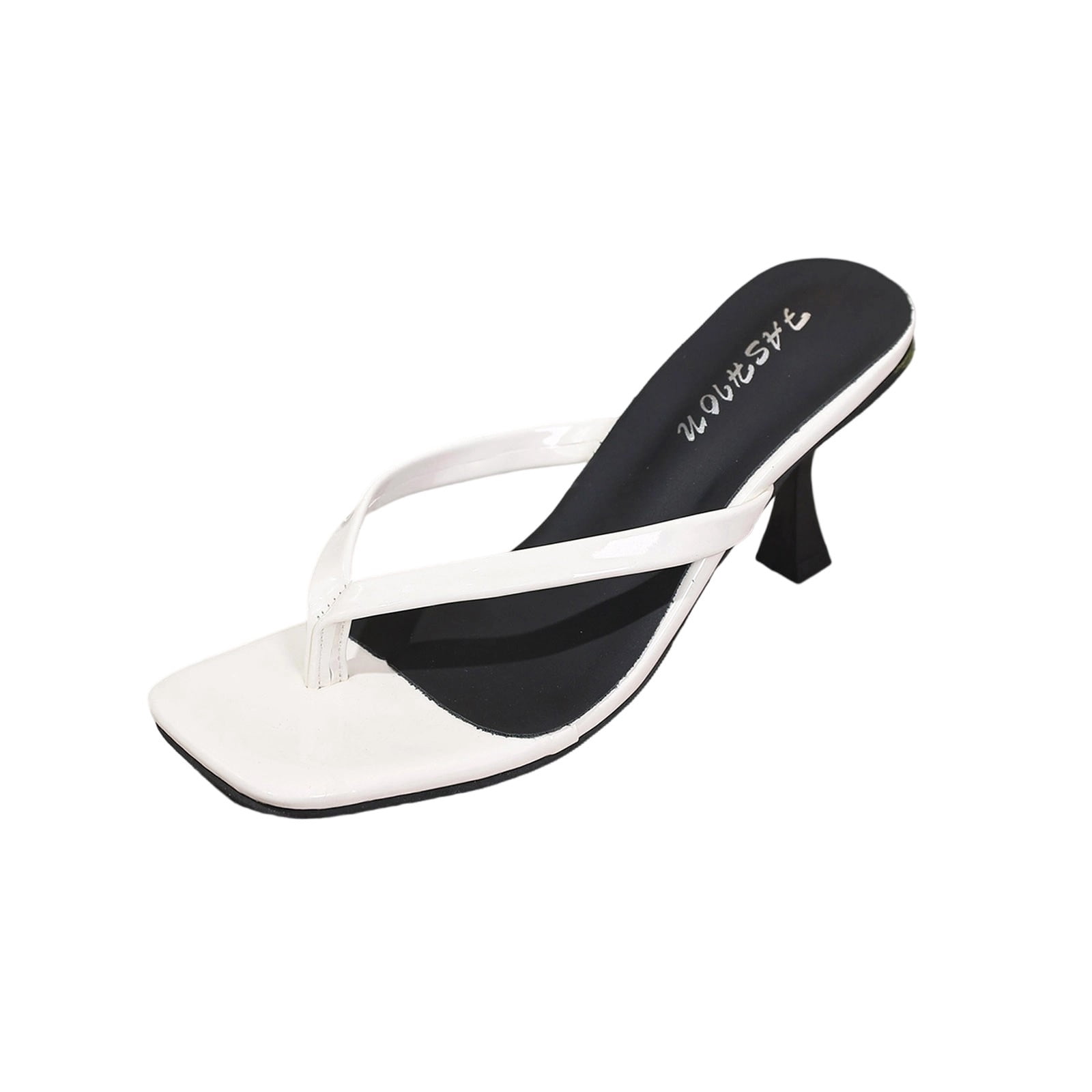 qkdmdw White Women'S High-Heeled Flip-Flops 3.14In Heel Summer Fall ...