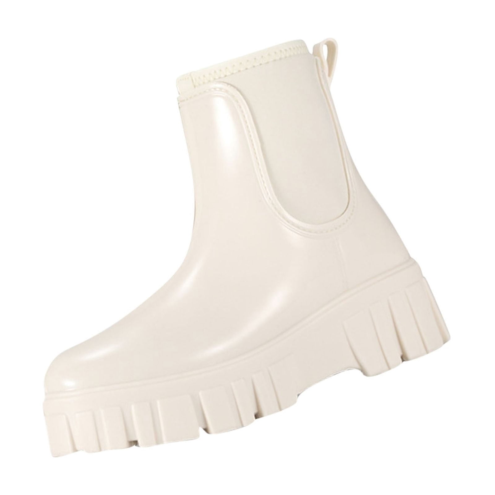 qkdmdw White Women'S Mid-Calf Rain Boots Waterproof Non-Slip Pvc ...