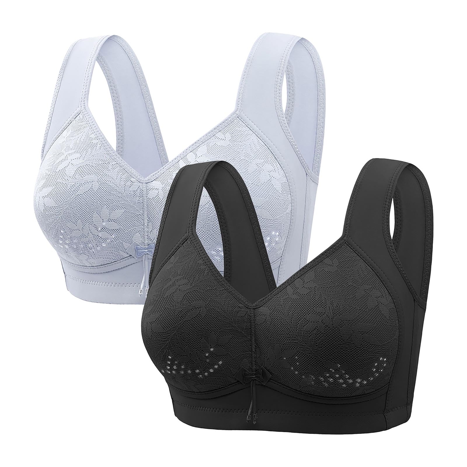 qolati 2 Pack Daisy Bras for Old Women Push Up No Underwire Comfy ...