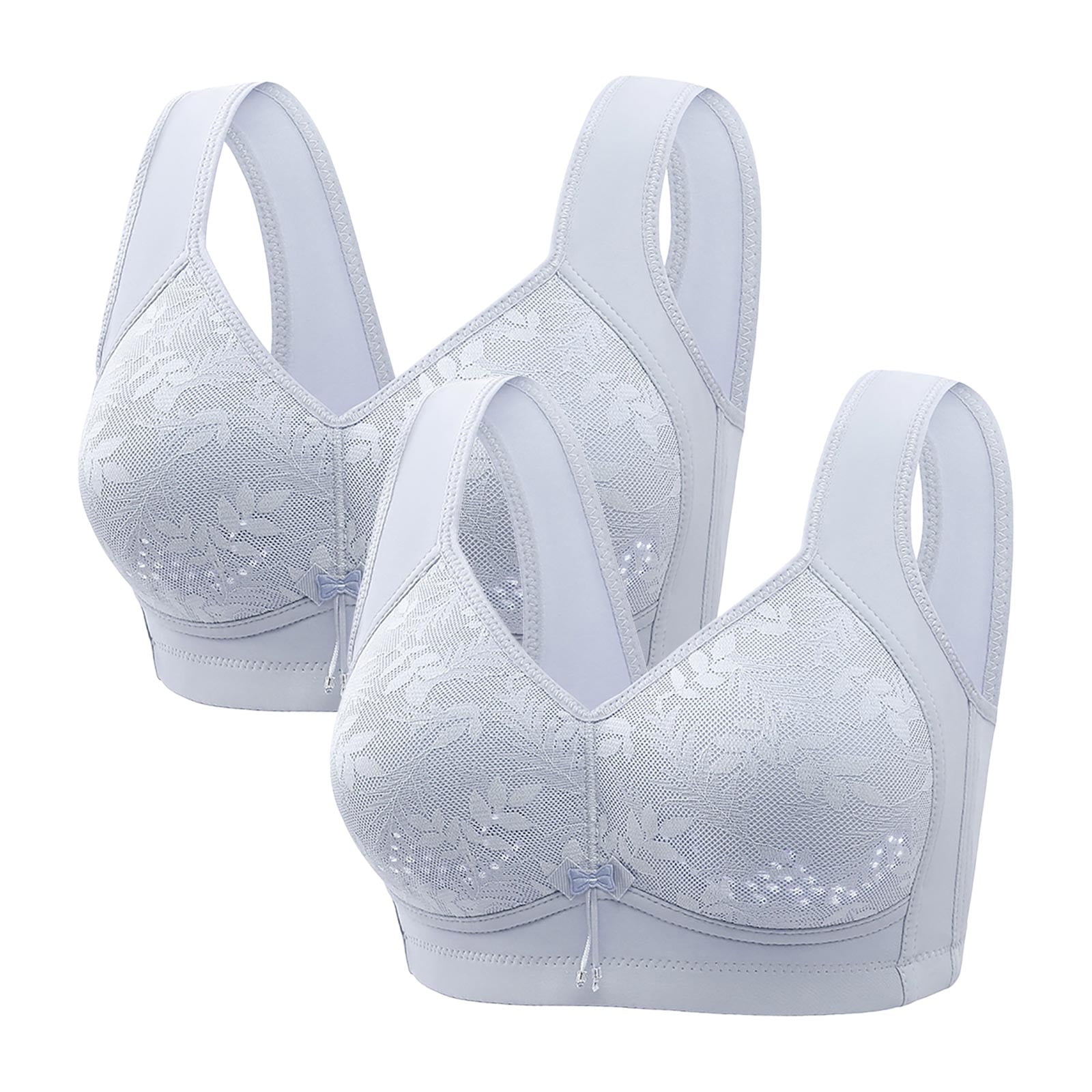 qolati 2 Pack Daisy Bras for Old Women Push Up No Underwire Comfy ...