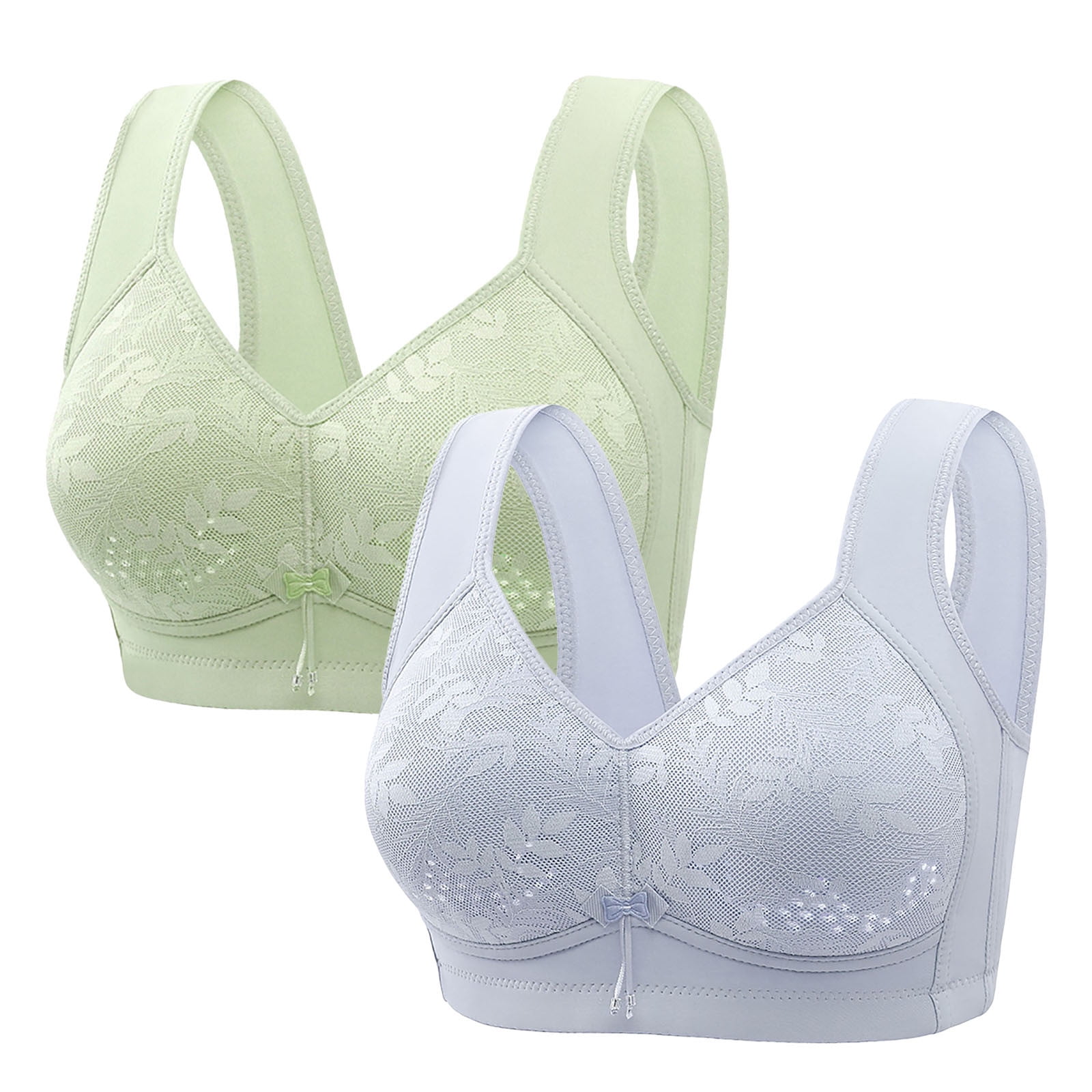 qolati 2 Pack Daisy Bras for Old Women Push Up No Underwire Comfy ...
