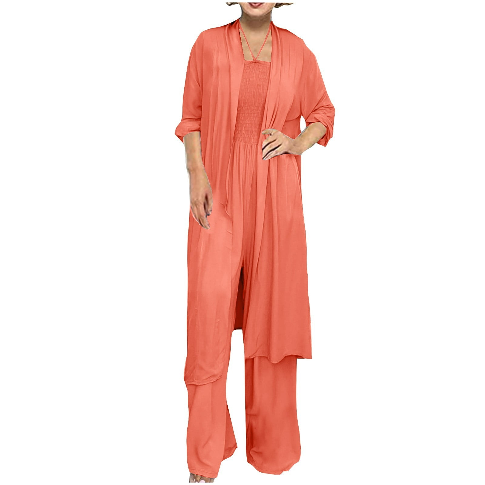 qolati 2 Piece Mother of The Bride Pantsuits with Jackets Halter Neck ...