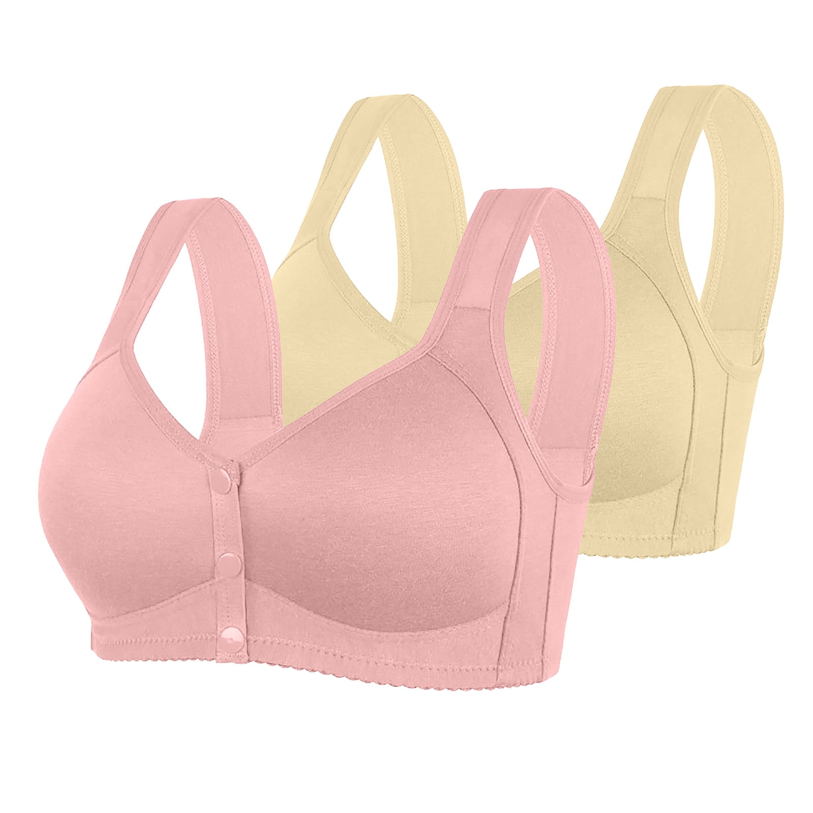 qolati 2Pcs Front Closure Bras for Women Plus Size Wireless No ...