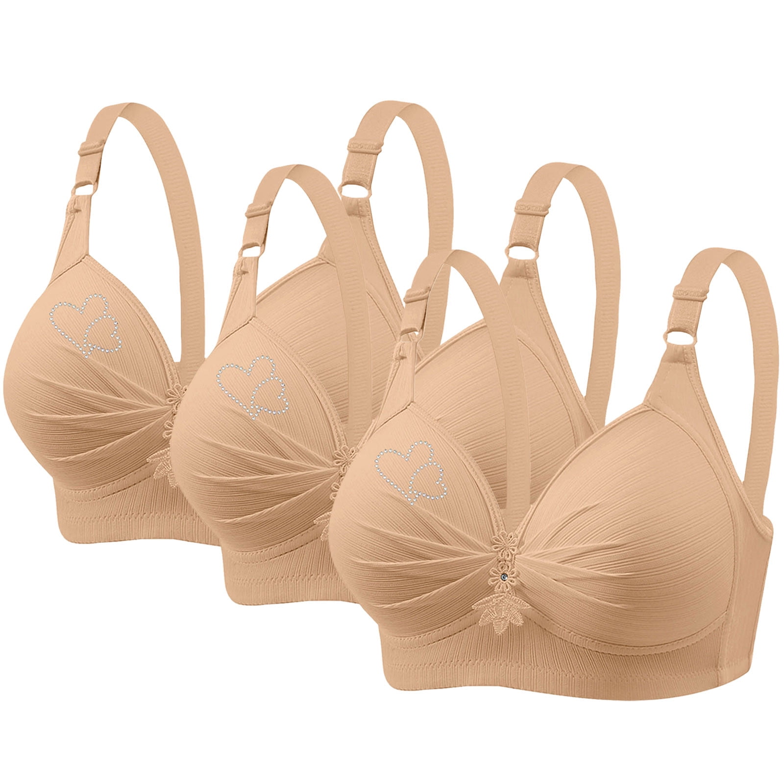 qolati 3 Pack Womens Push Up Bras Full Coverages Plus Size Bras ...
