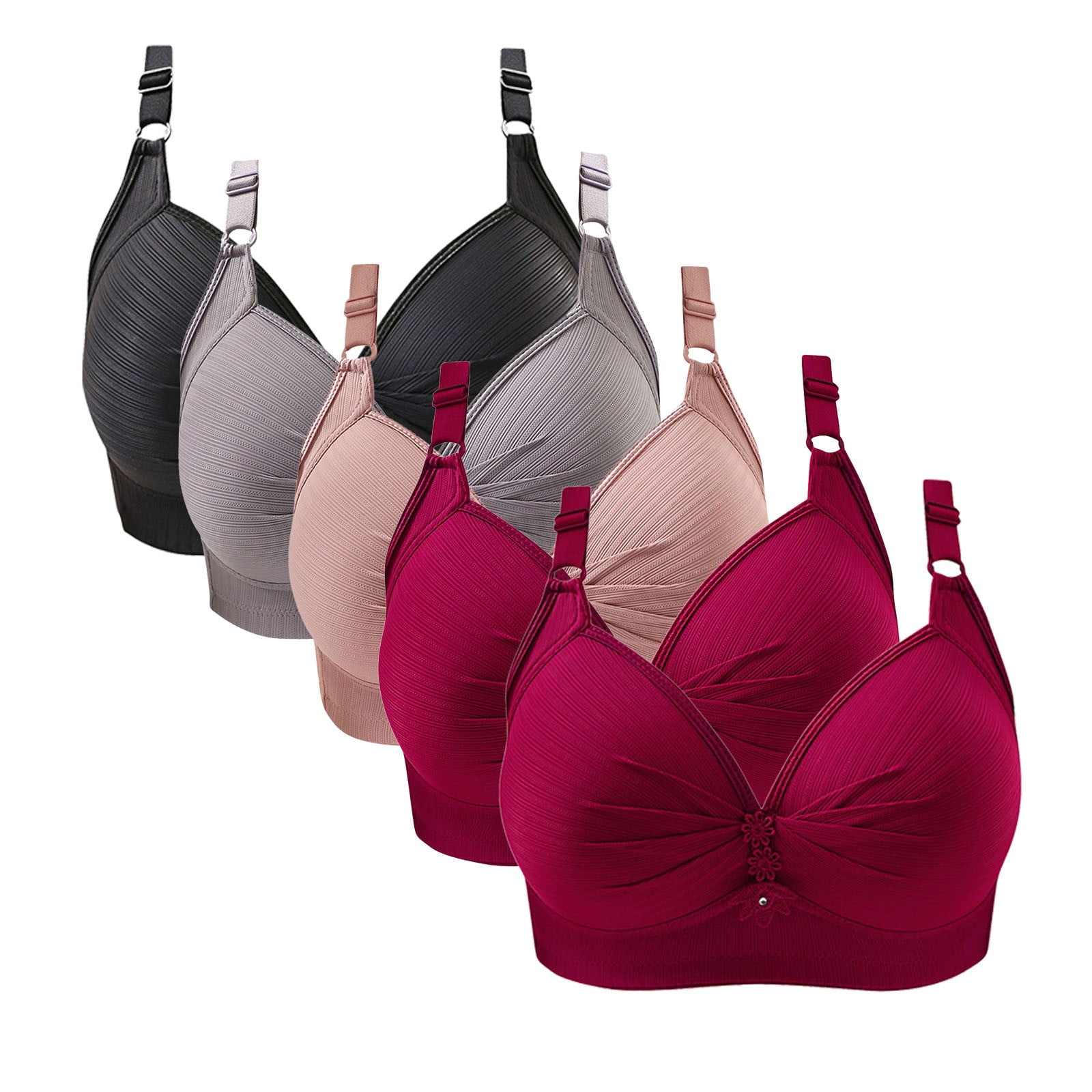qolati 5 Pack Bras for Women No Underwire Push Up Bralette 2024 ...