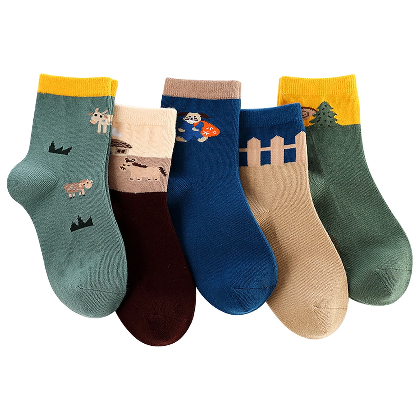 qolati 5 Pack Childrens Boys Girls Non Slip Crew Socks Kids Cotton ...