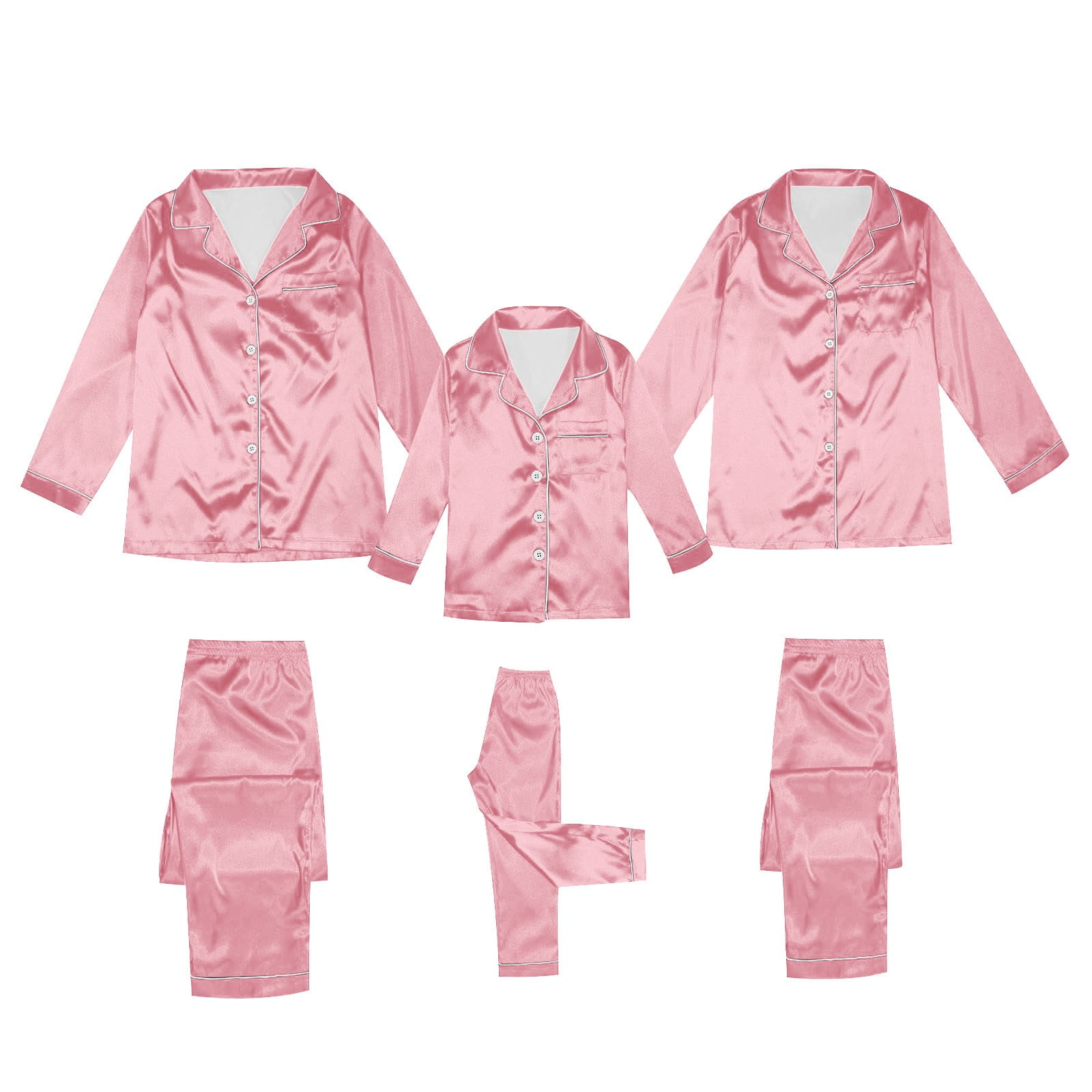 qolati Christmas Pajamas for Family Silk Satin Long SleeveButton Down ...