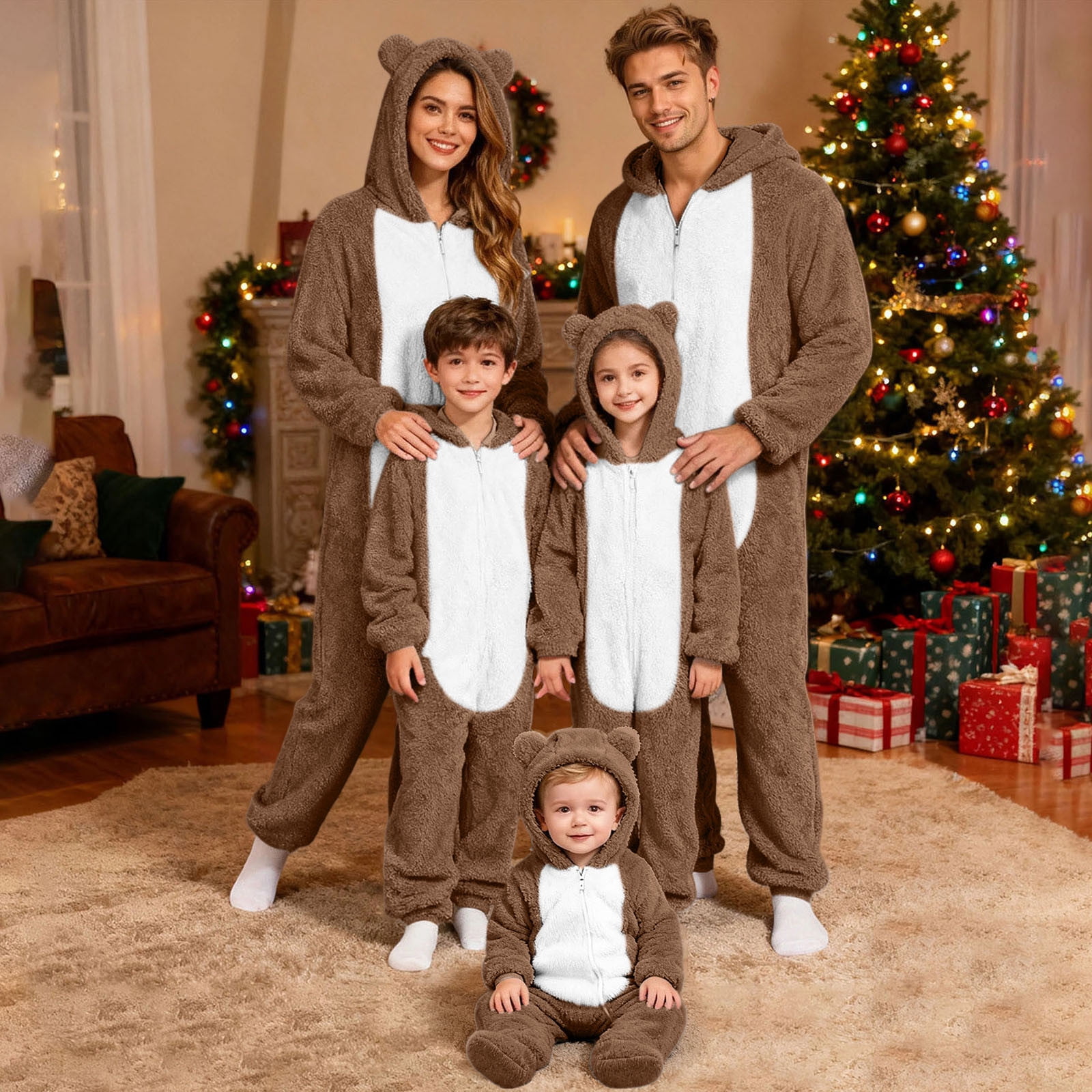 qolati Family Christmas Onesie Adults Christmas Pajamas Jumpsuit Xmas ...