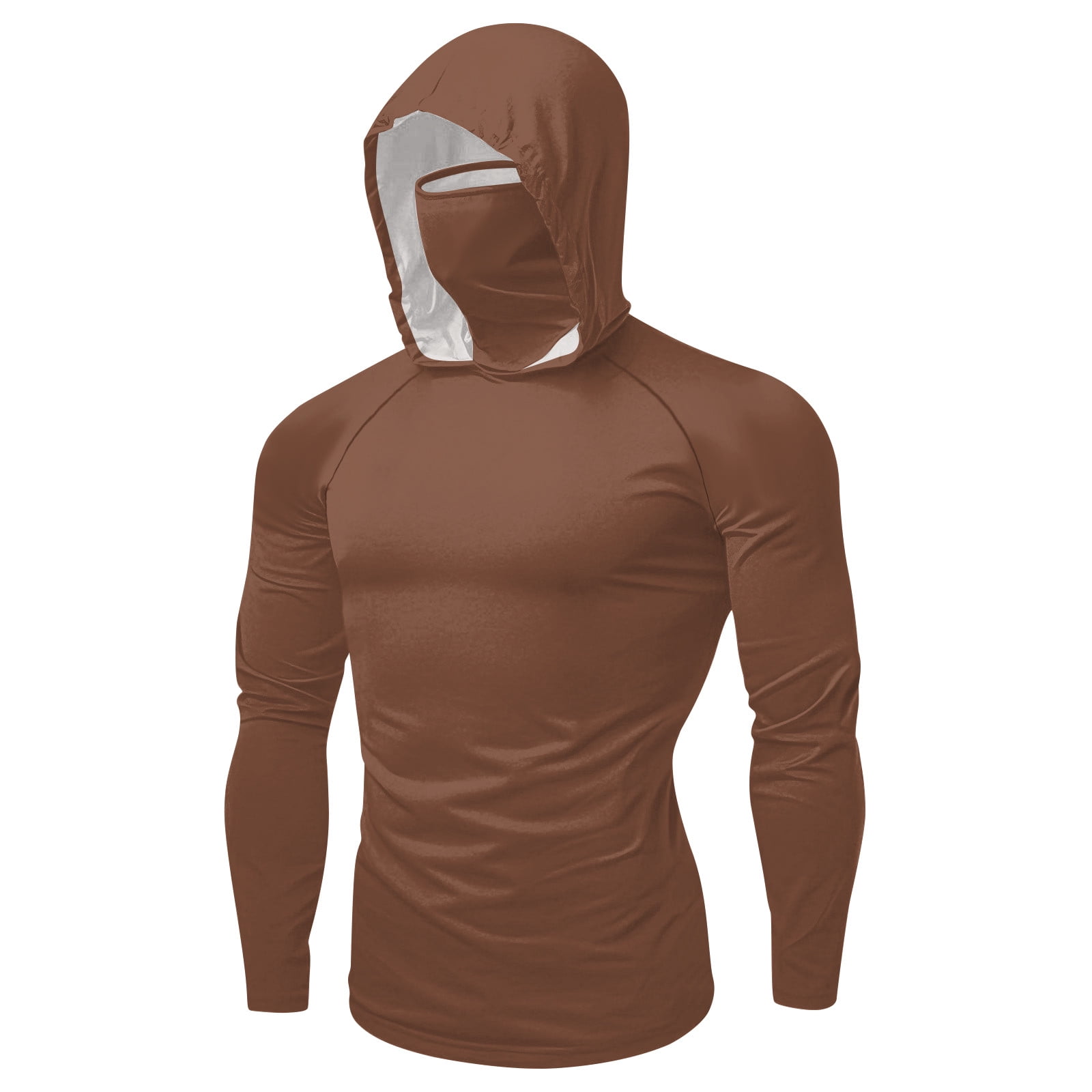 qolati Fishing Shirts for Men UPF 50+ Hooded Sun Shirt with Mask Long ...