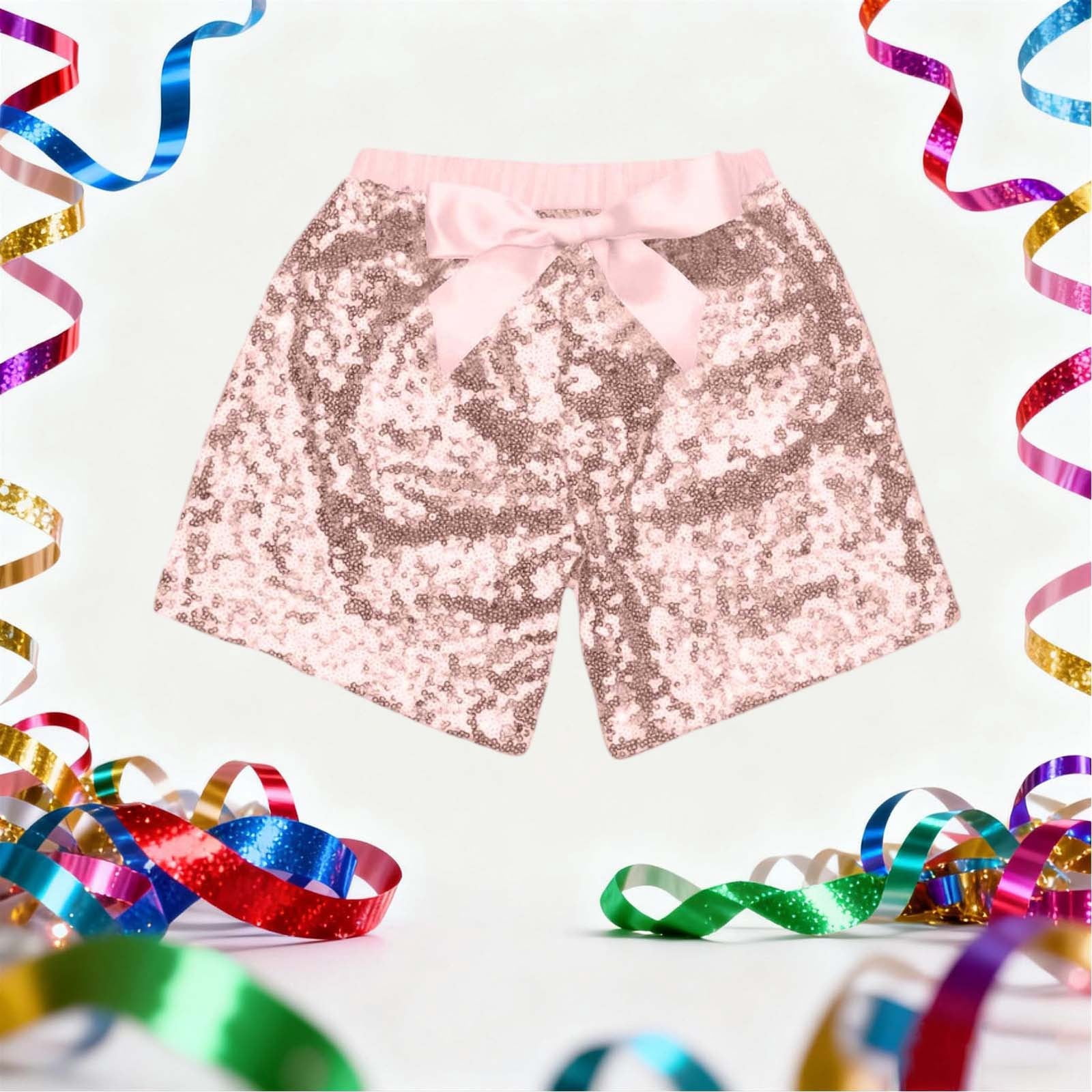 qolati Girls Sequin Shorts Christmas Glitter Bloomers Shorts High Waist ...