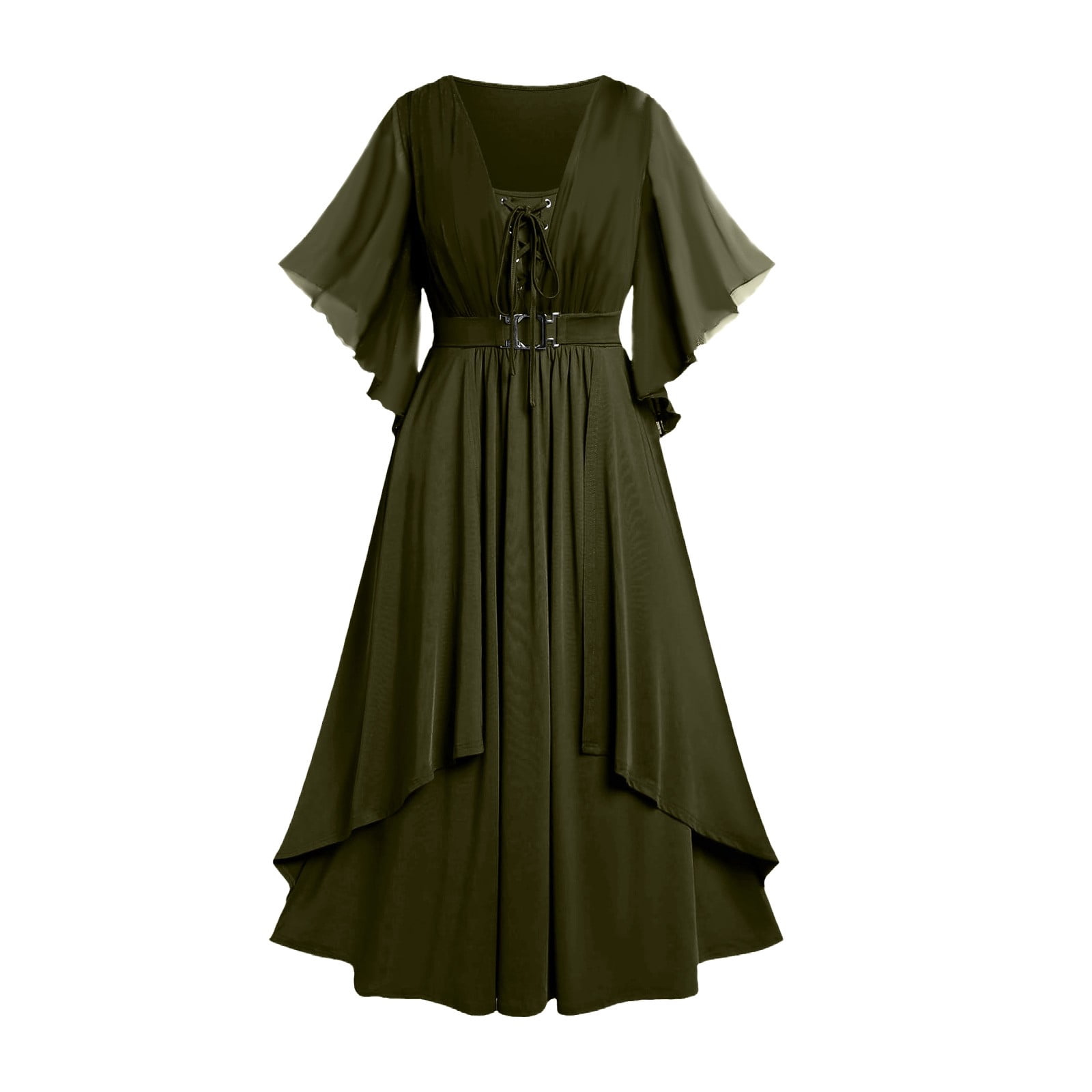 qolati Gothic Dresses for Women Vintage Medieval Steampunk Midi Dress ...
