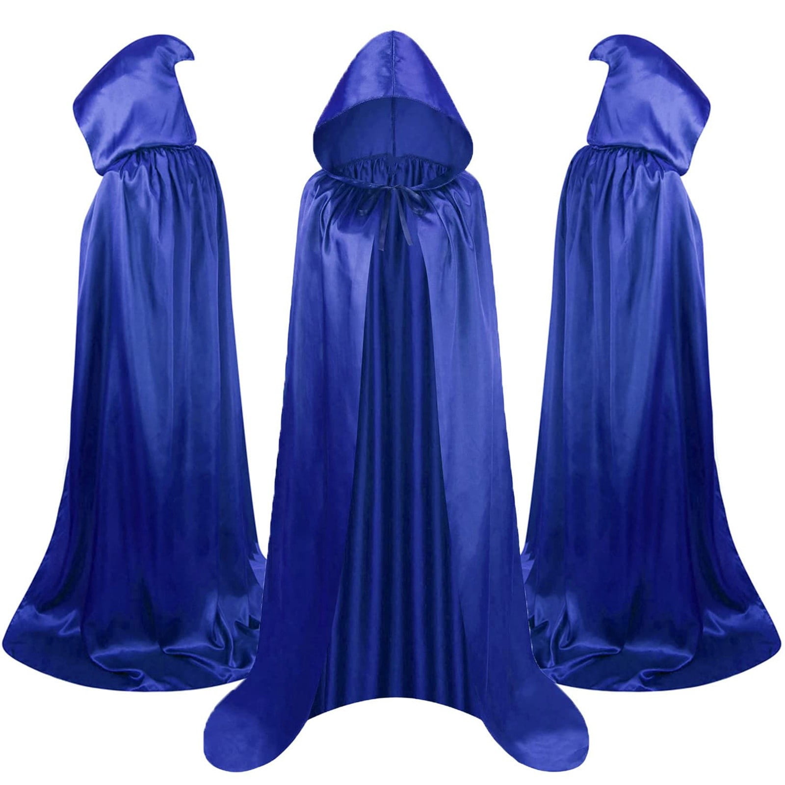 qolati Hooded Cloak Long Satin Cape for Christmas Halloween Cloak ...