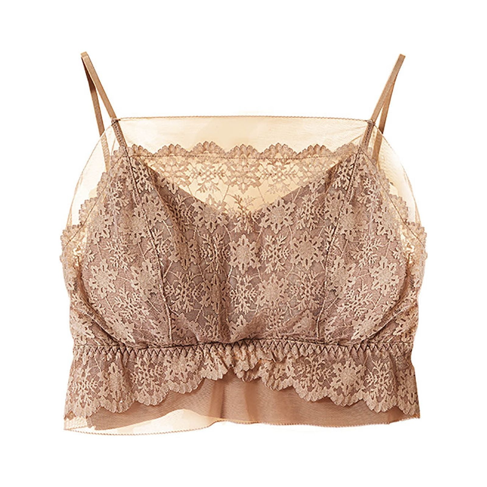 Qolati Lace Bralette For Women Sexy V Neck Camisoles Strap Two Layer