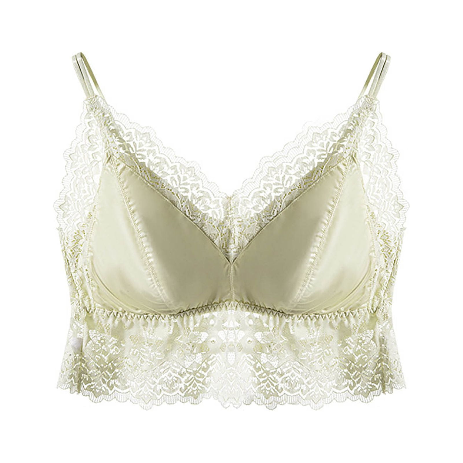 qolati Lace Bralette for Women Sexy V Neck Camisoles Strap Two Layer ...