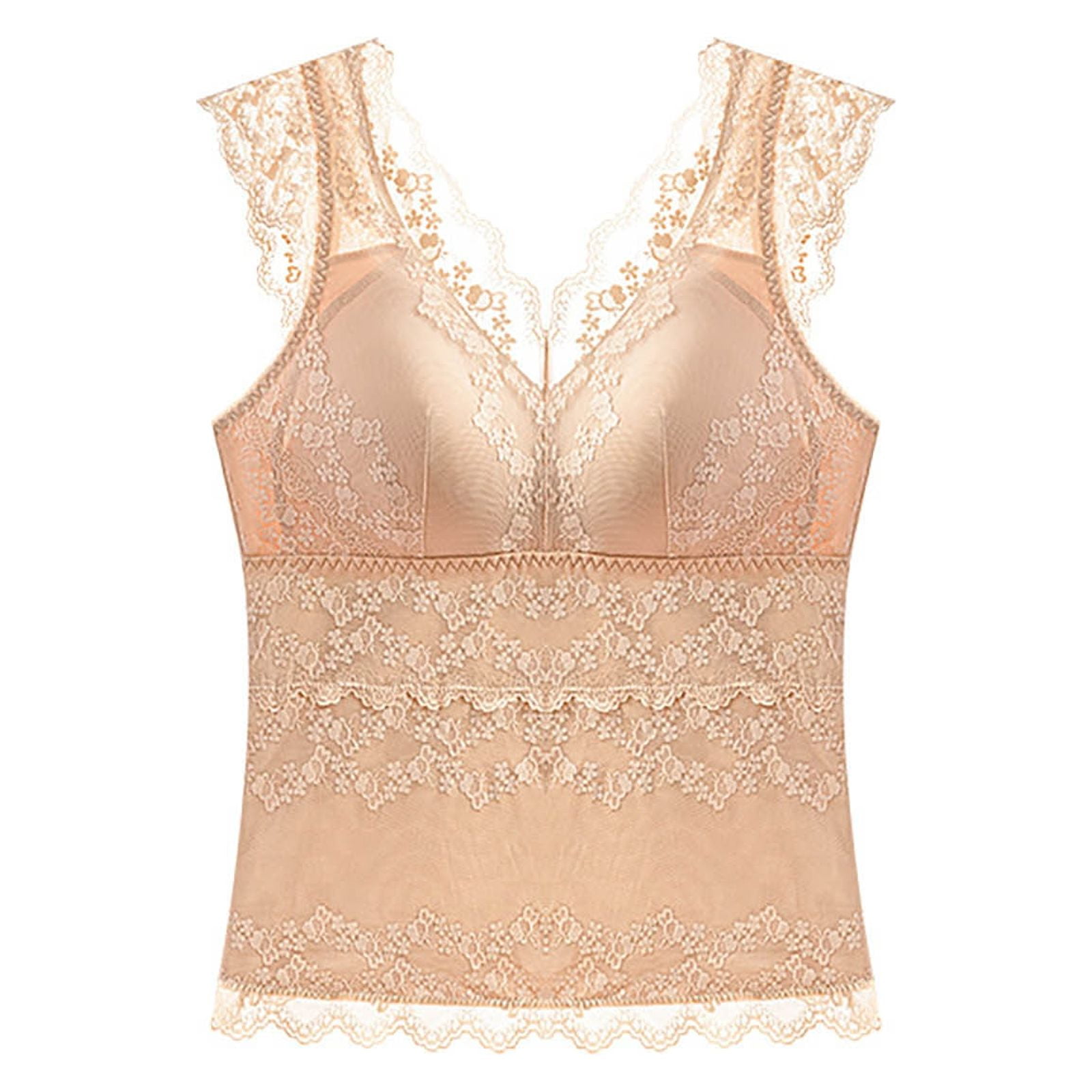 Qolati Lace Bralette For Women Sexy V Neck Camisoles Strap Two Layer