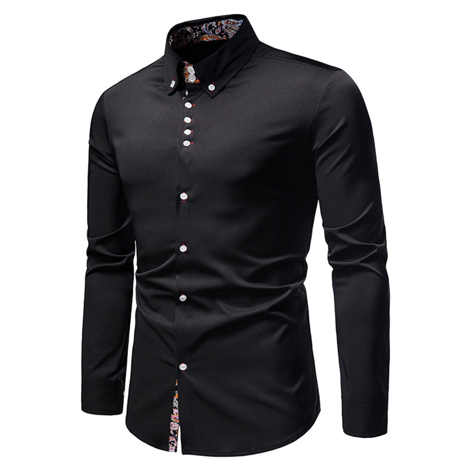 qolati Men's Dress Shirt Classic Fit Long Sleeve Button Down Henleys Formal Shirts Stylish Color ...