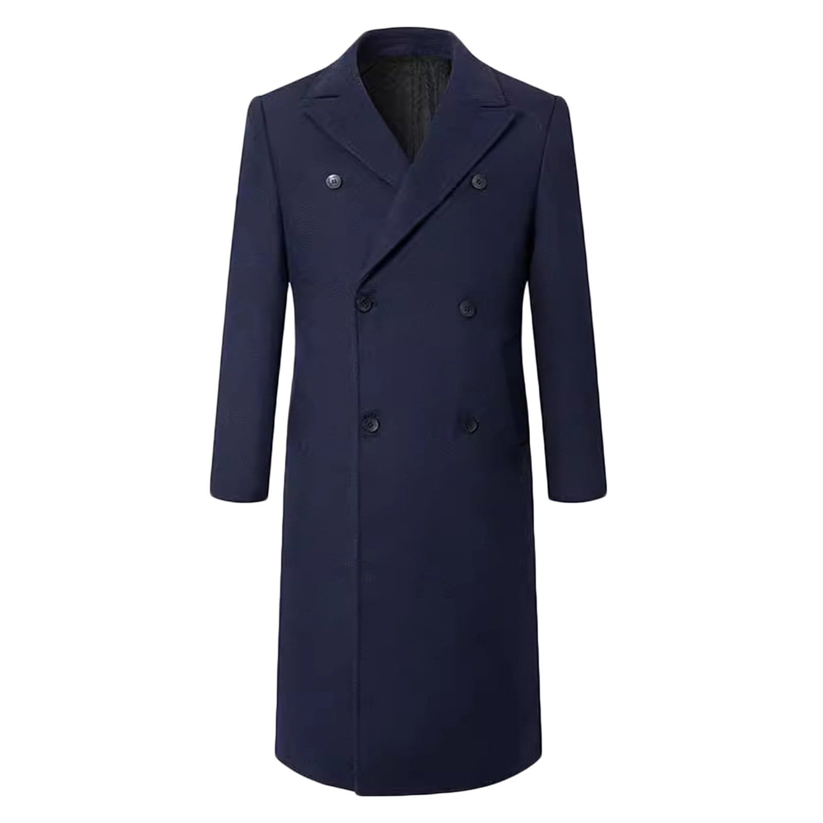 qolati Mens Luxury Full Length Trench Coat Winter Wool Blend Jacket ...