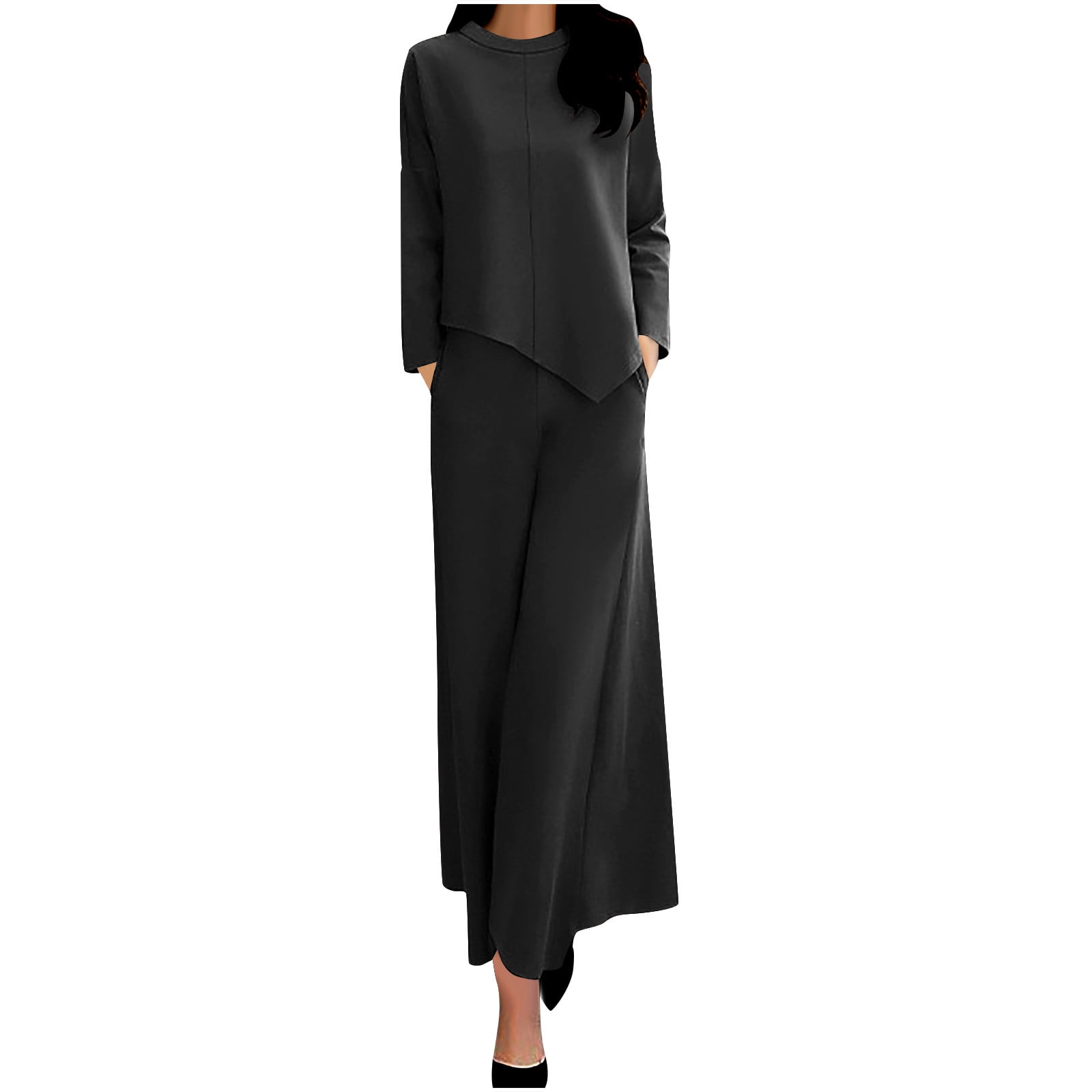 qolati Mother of Bride Pant Suits Plus Size Long Sleeve Asymmetrical ...