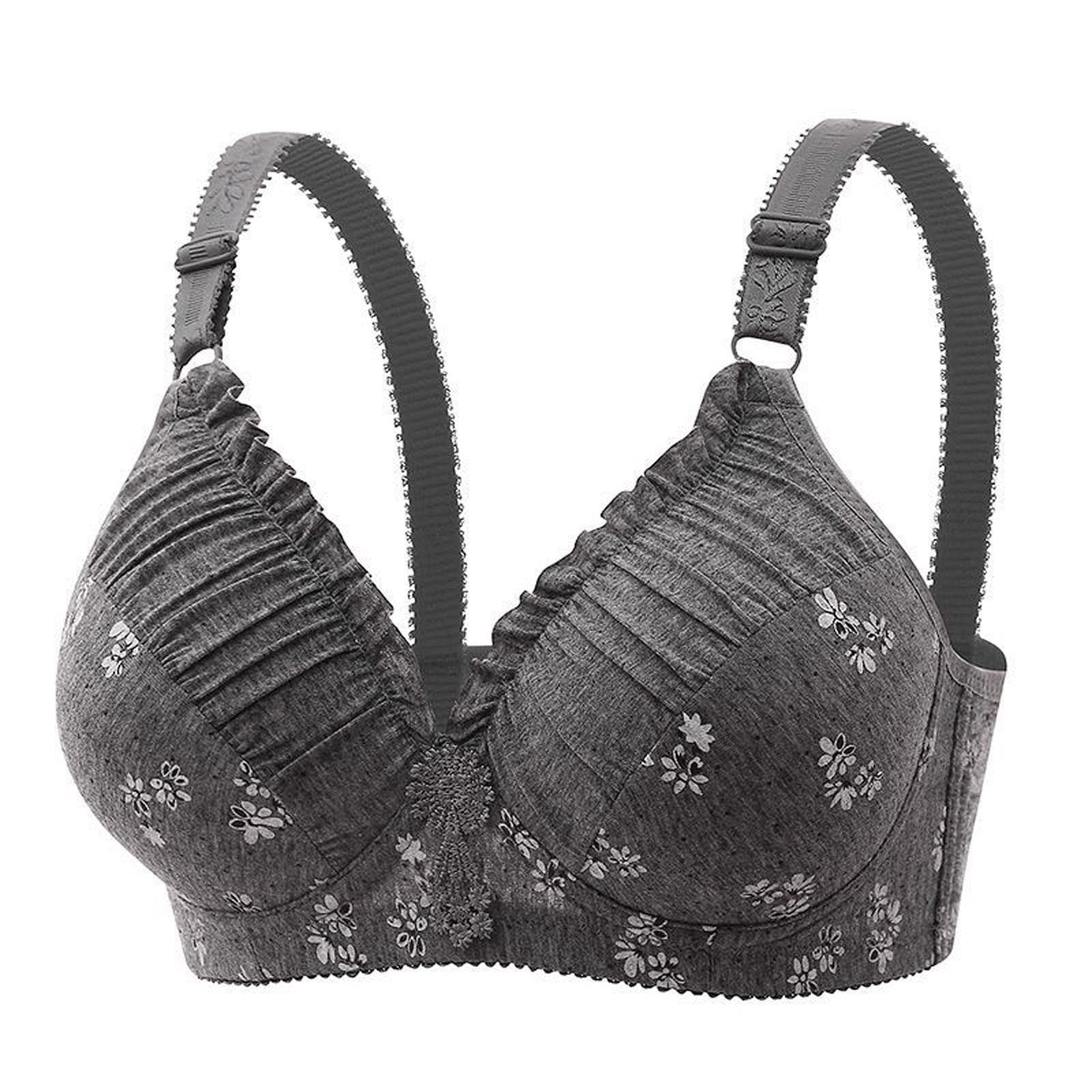 qolati Plus Size Everyday Bras for Women Cute Floral Wireless Push Up ...