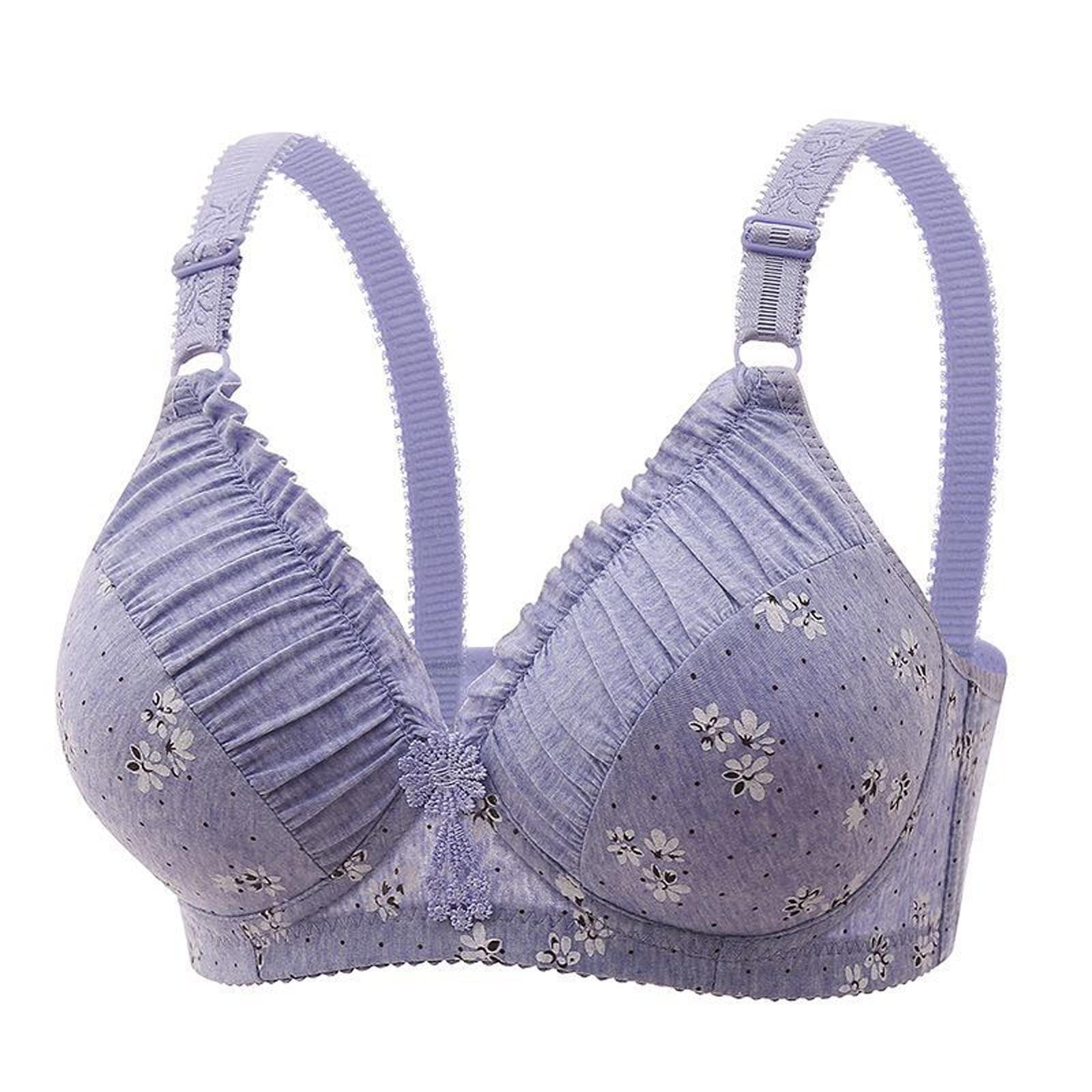 qolati Plus Size Everyday Bras for Women Cute Floral Wireless Push Up ...